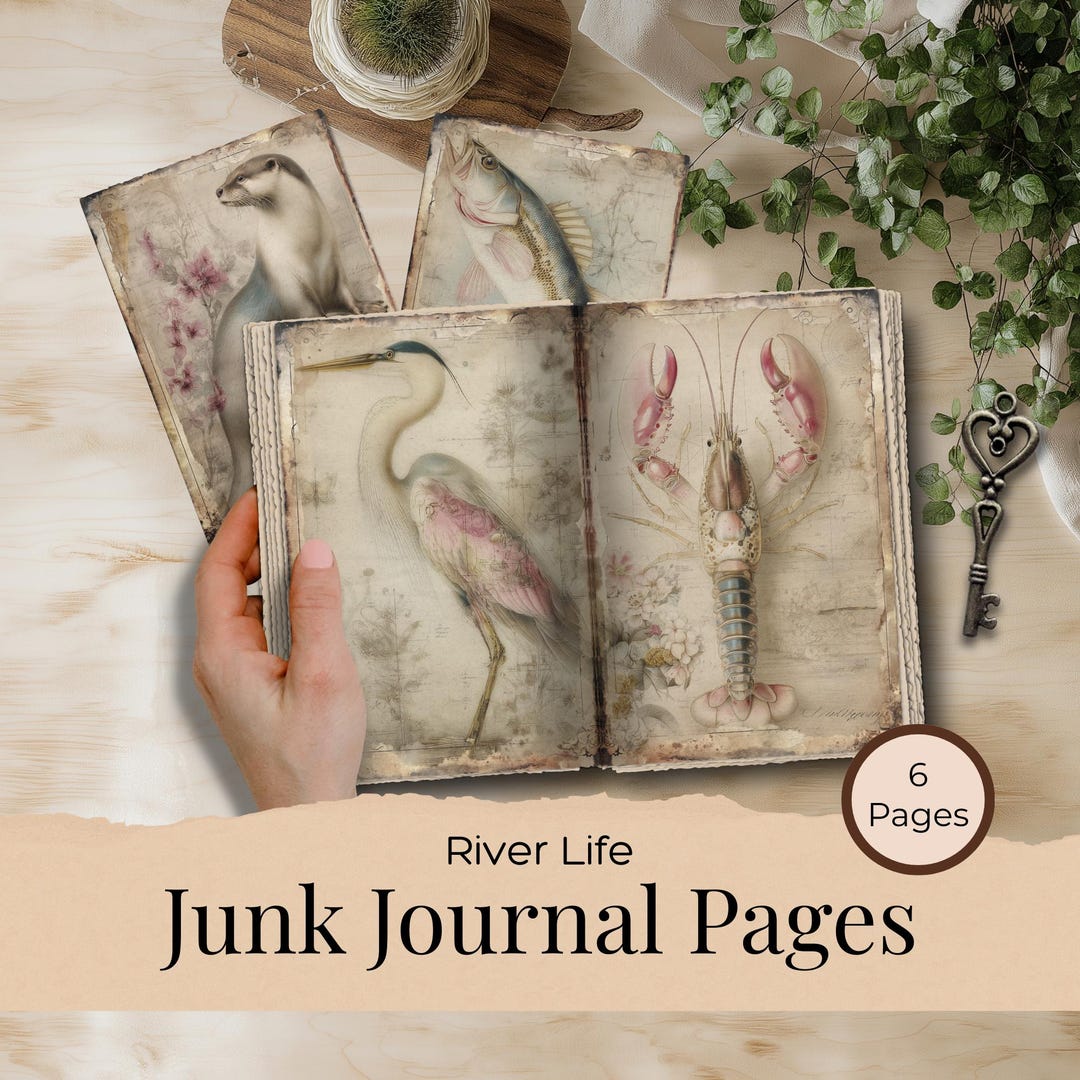 Animal and Fish Junk Journal Pages, Anatomy Birds and Crayfish ...
