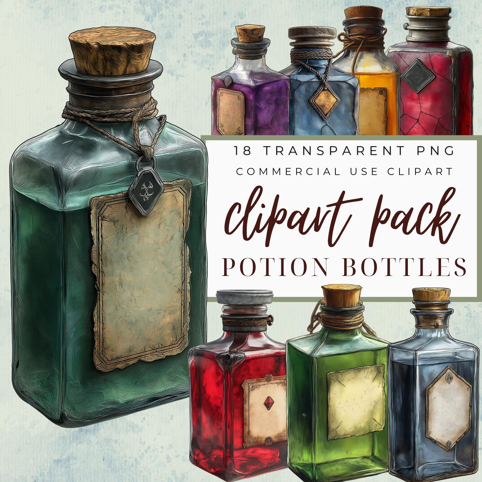 Magic Potion Bottle Clipart, Halloween Png, Gothic Apothecary Potion ...