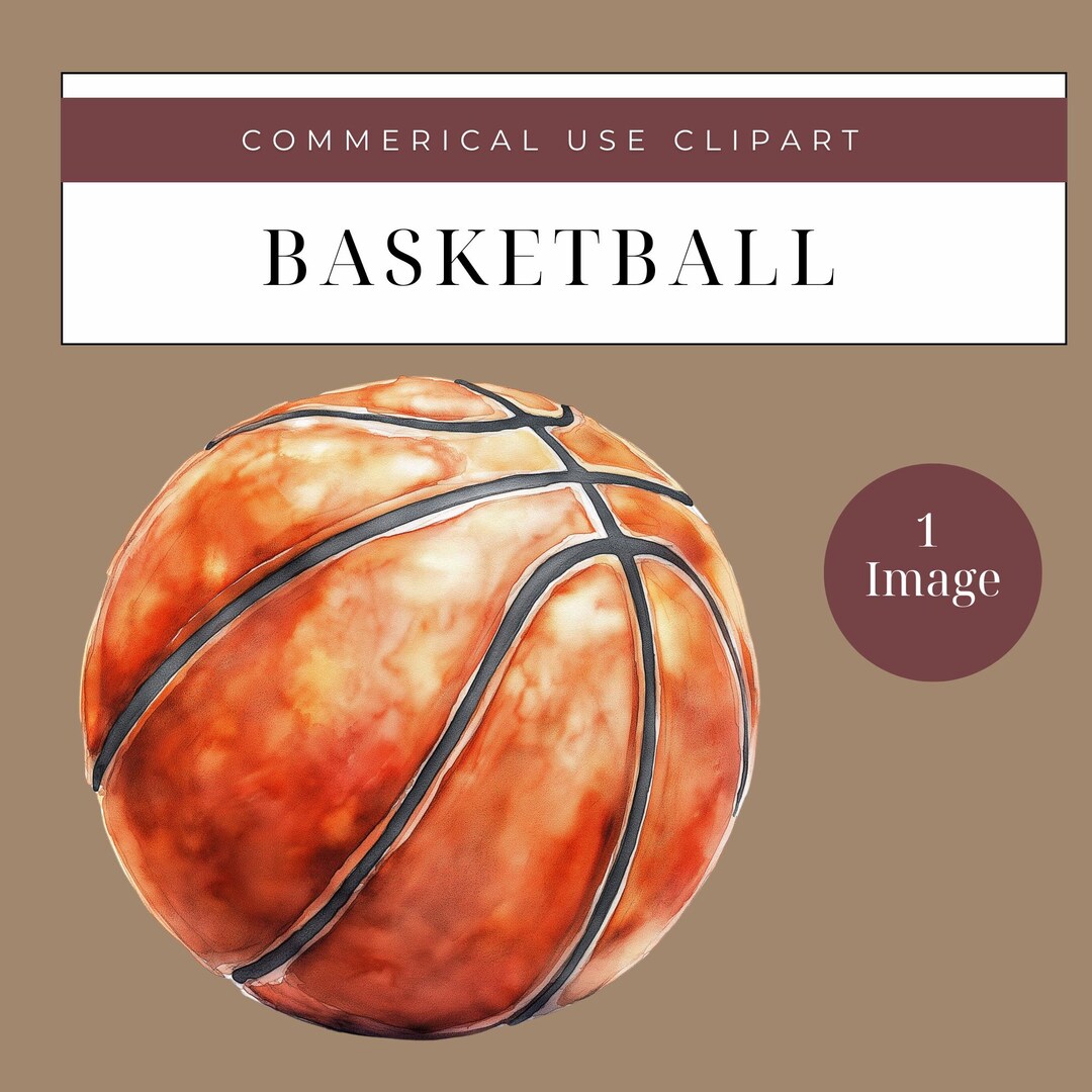 Watercolor Basketball Clipart, Sports Ball Transparent PNG, Instant ...