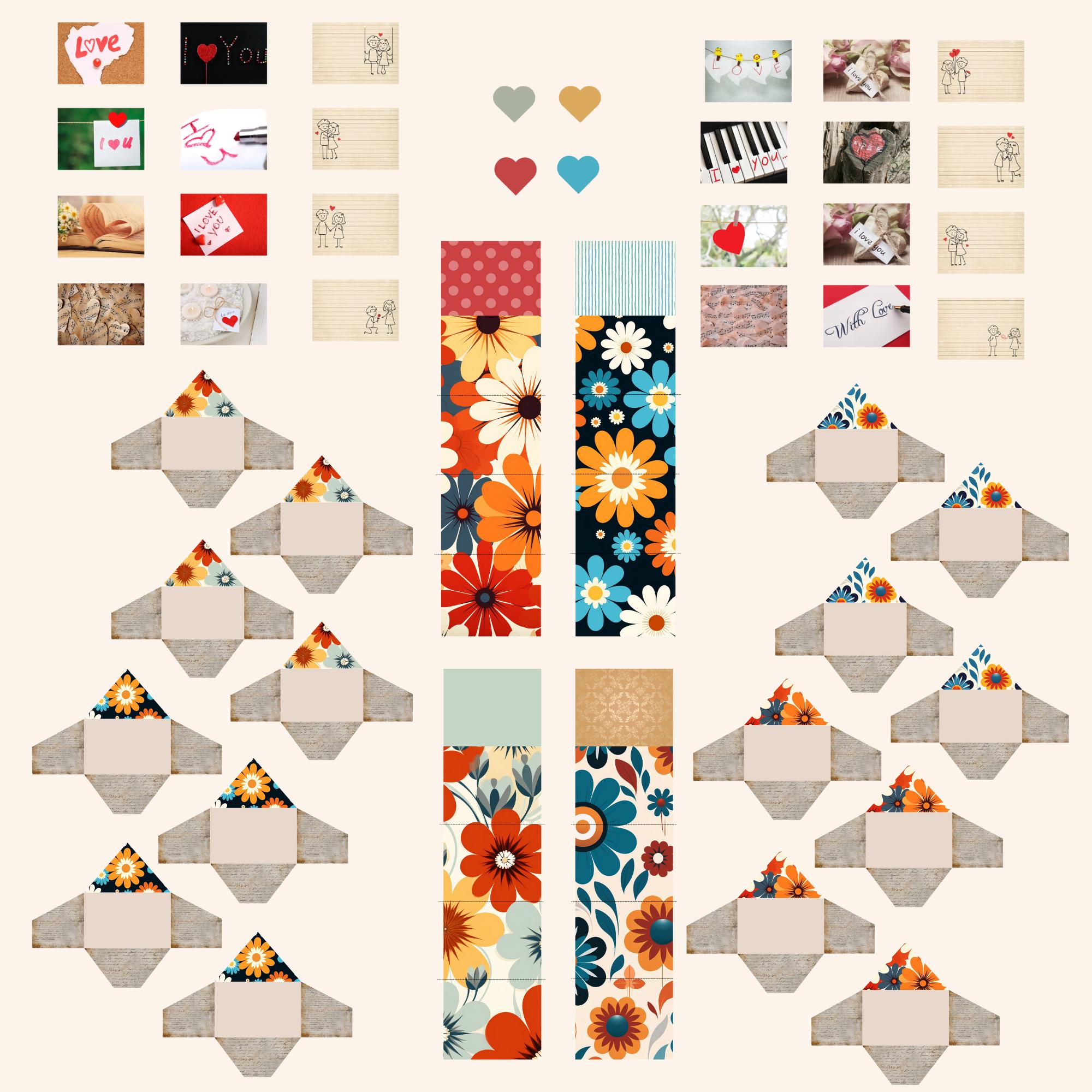 Folded Love Notes Printable Kit - Makes Four Envelopes With ...