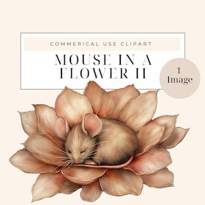 Adorable Mouse Sleeping in a Flower Clipart, Instant Download, Art for ...