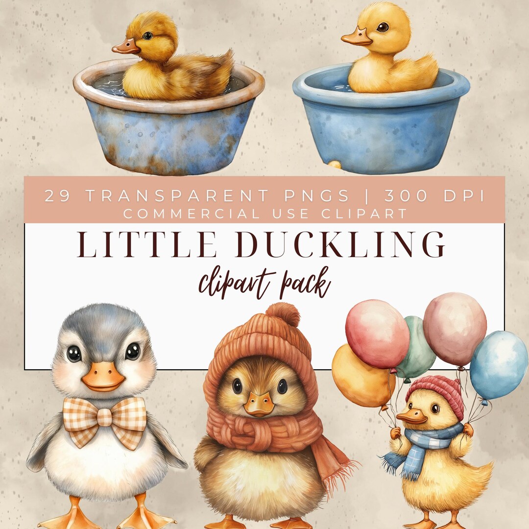 Watercolor Duckling Clipart, Cute Duck PNG, Baby Duck, Easter Duckling ...