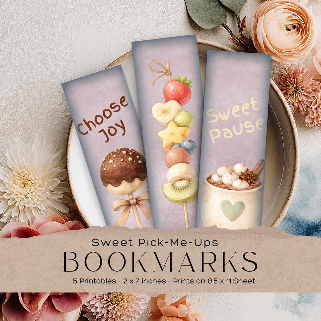 Sweet Pick Me up Treats Bookmarks, Cake Pop Digital Download Printable ...