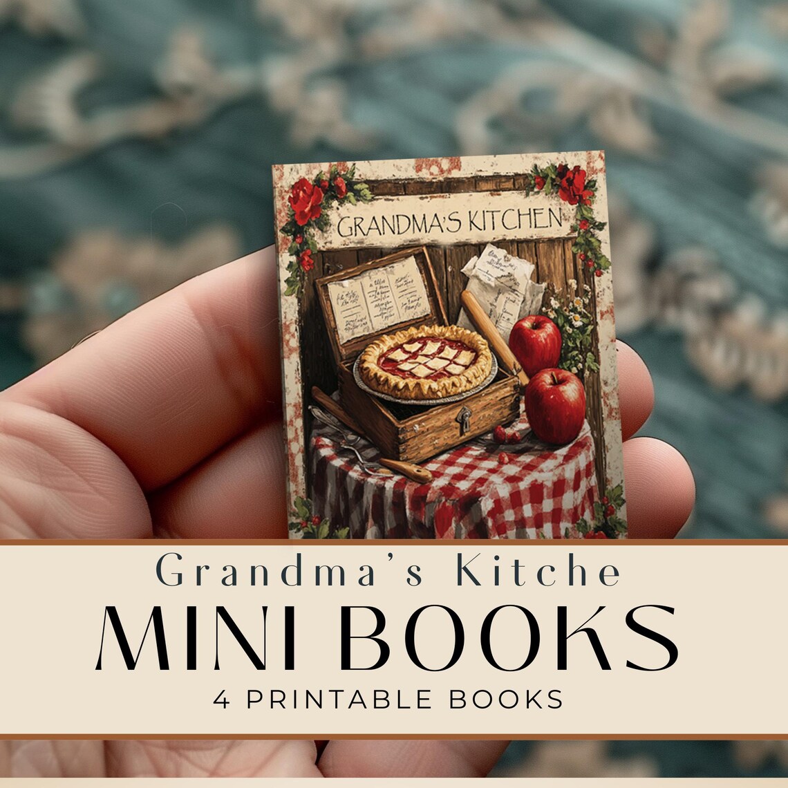 Grandmas Cook Book, Cooking Theme Mini Book, Junk Journal Digital Paper ...