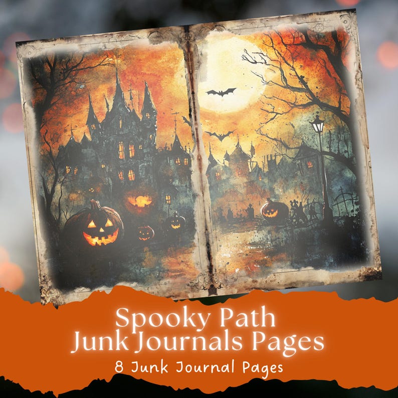 Spooky Path Junk Journal Pages. Decorative Halloween Art Paper High ...