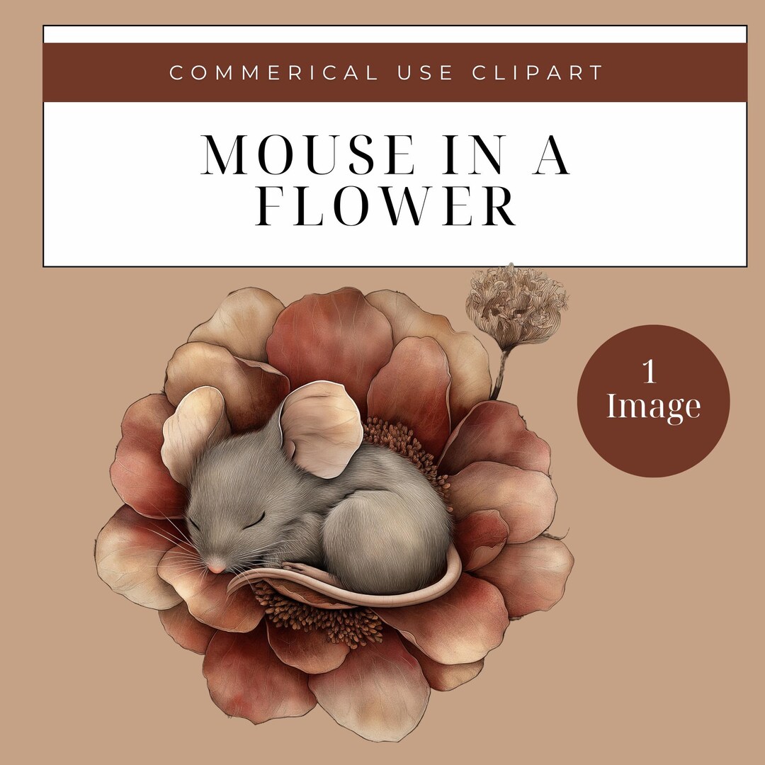 Cute Mouse Sleeping in a Flower Clipart, Instant Download, Art for Baby ...
