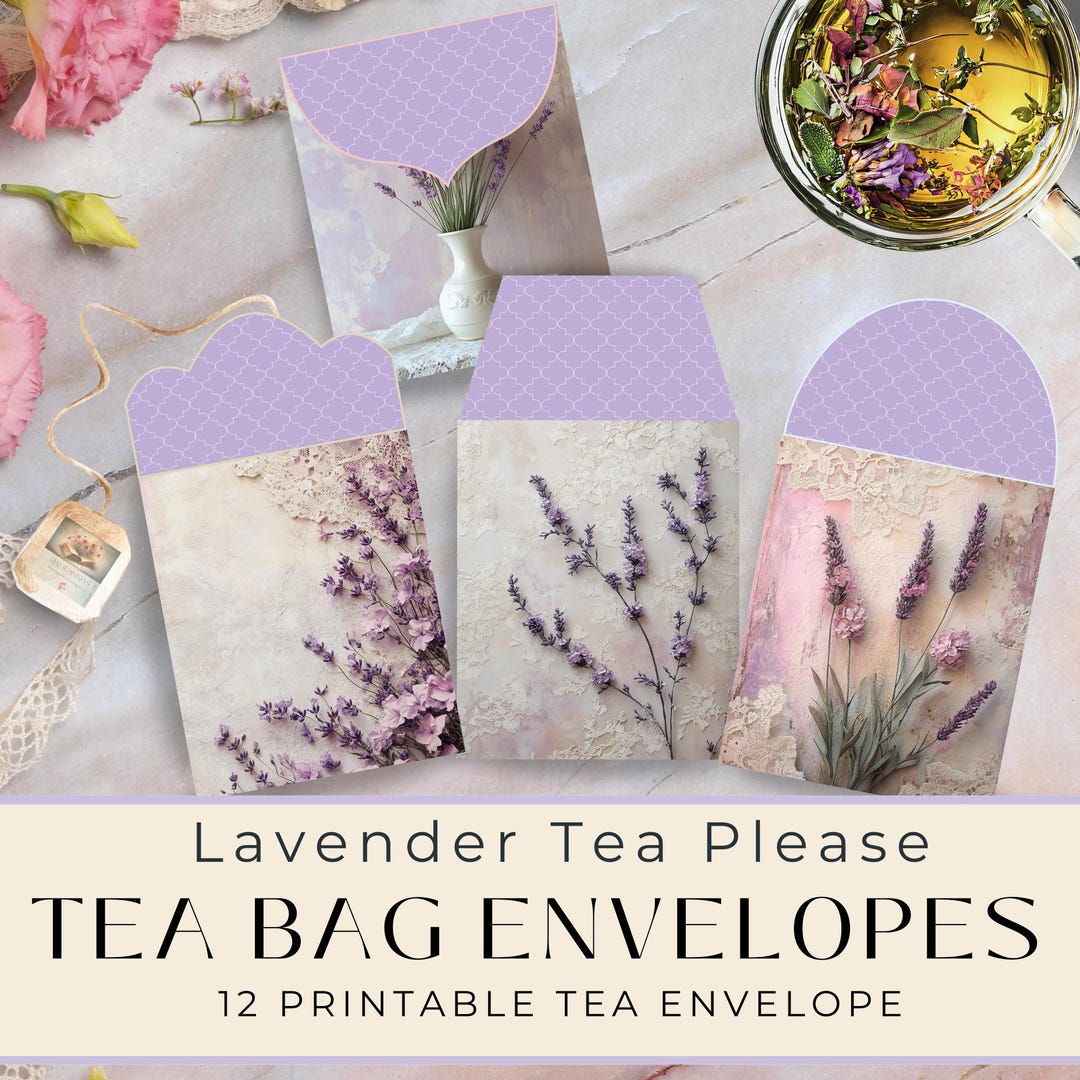 Tea Bag Envelopes, Shabby Chic Lavendar, Tea Party Printable, Junk ...