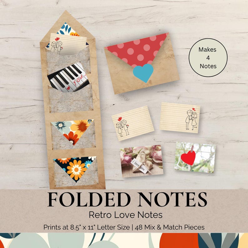 Folded Love Notes Printable Kit - Makes Four Envelopes With ...