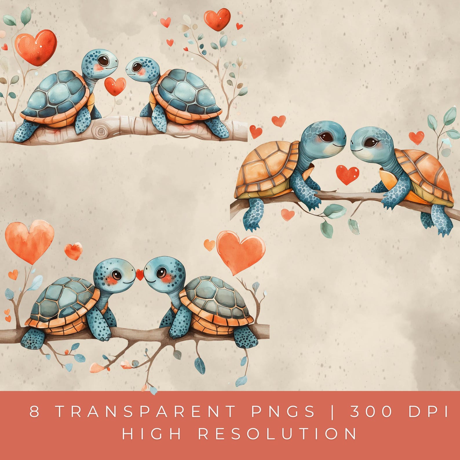 Valentine Turtles Clipart - Hearts & Love Turtle Transparent PNG for ...
