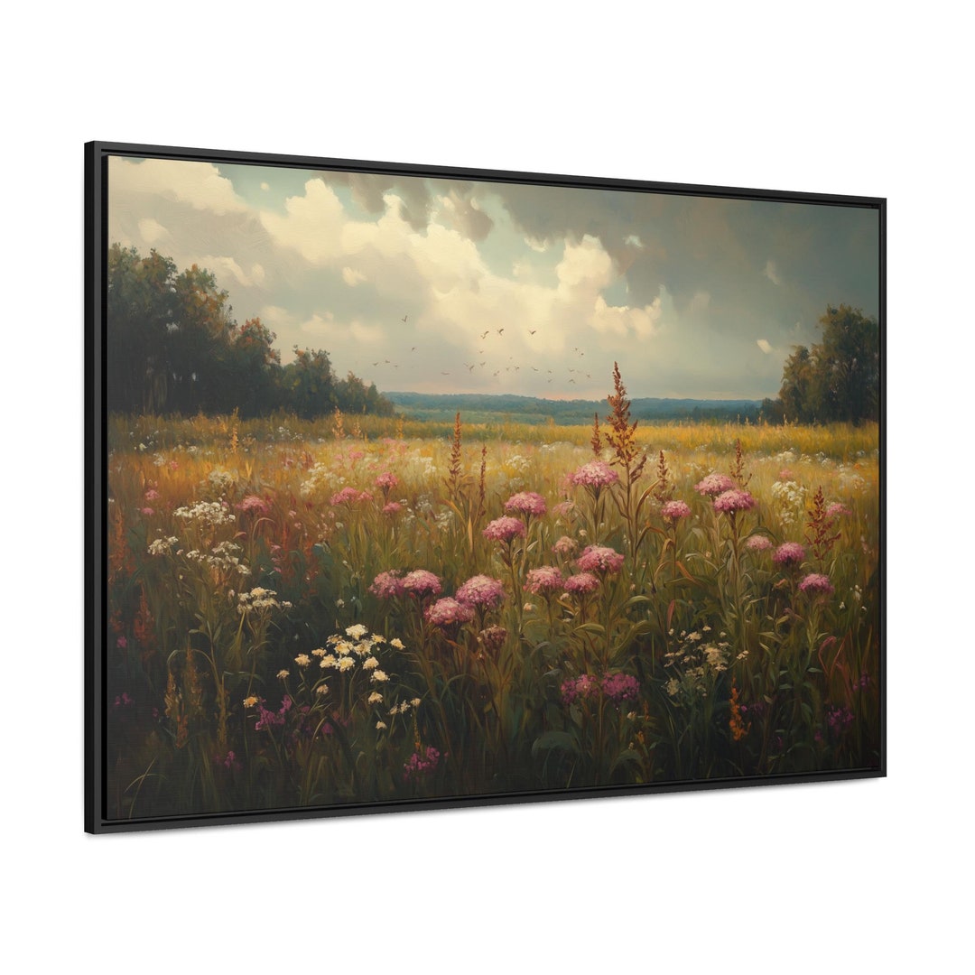 Vibrant Prairie Meadow Landscape, Native Wildflower Art Print on Wood ...