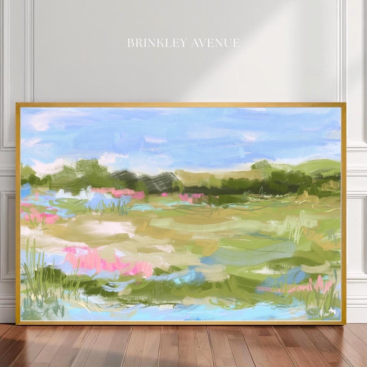 Contemporary Abstract Marsh Landscape Painting | Grandmillennial ...