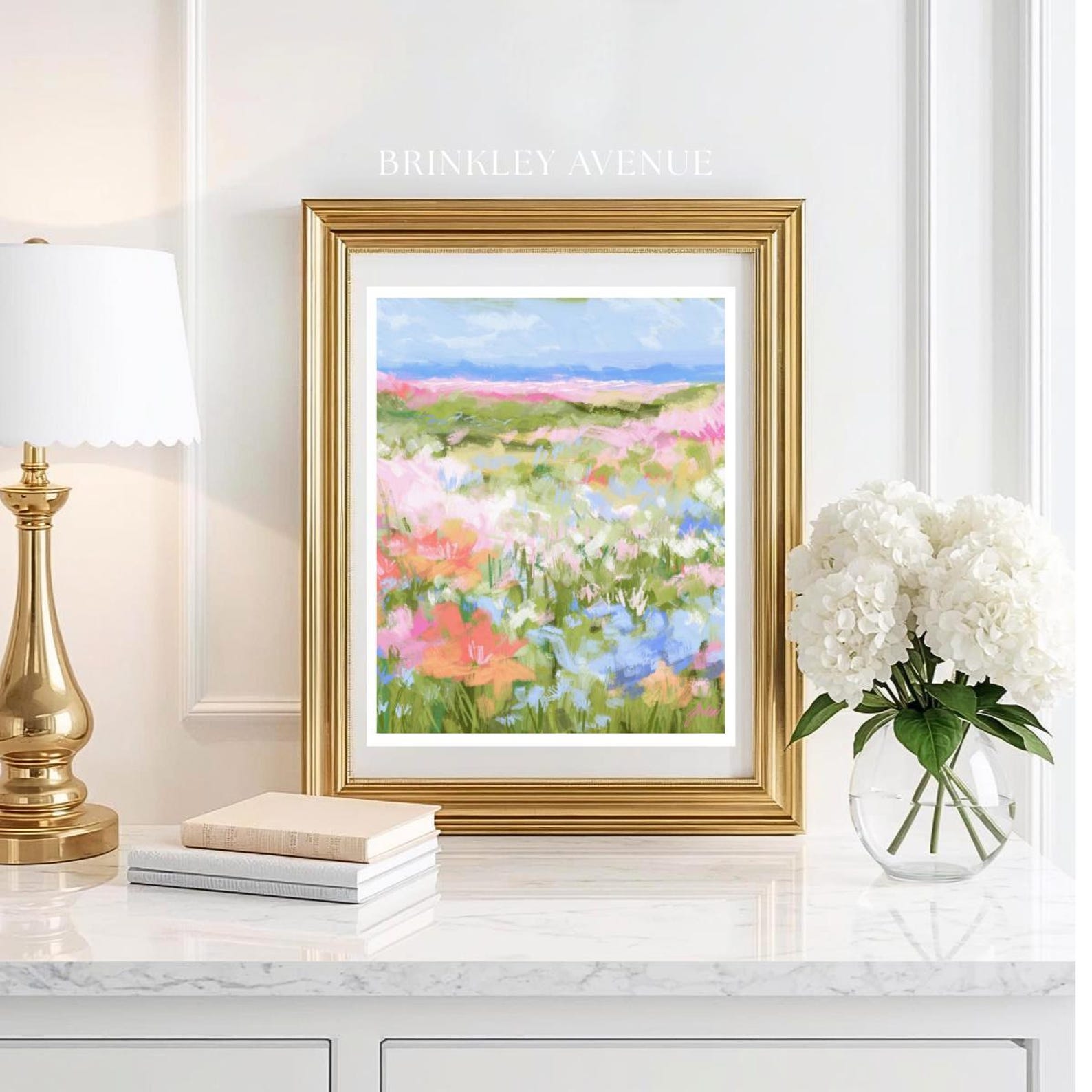 Contemporary Floral Meadow Abstract Painting | Grandmillennial Pastel ...