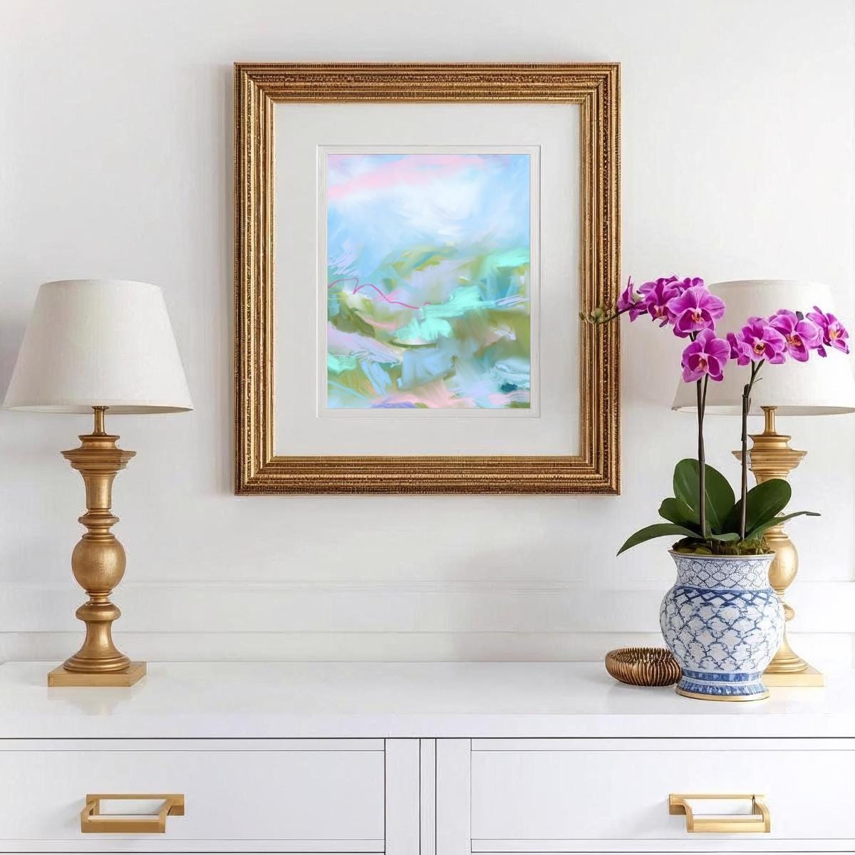 Soft Modern Colorful Abstract Artwork - Landscape Home Wall Art Canvas ...
