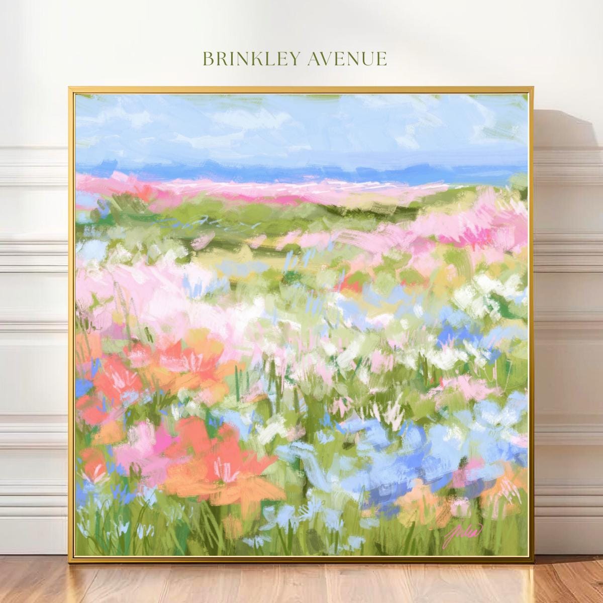 Contemporary Floral Meadow Abstract Painting | Grandmillennial Pastel ...