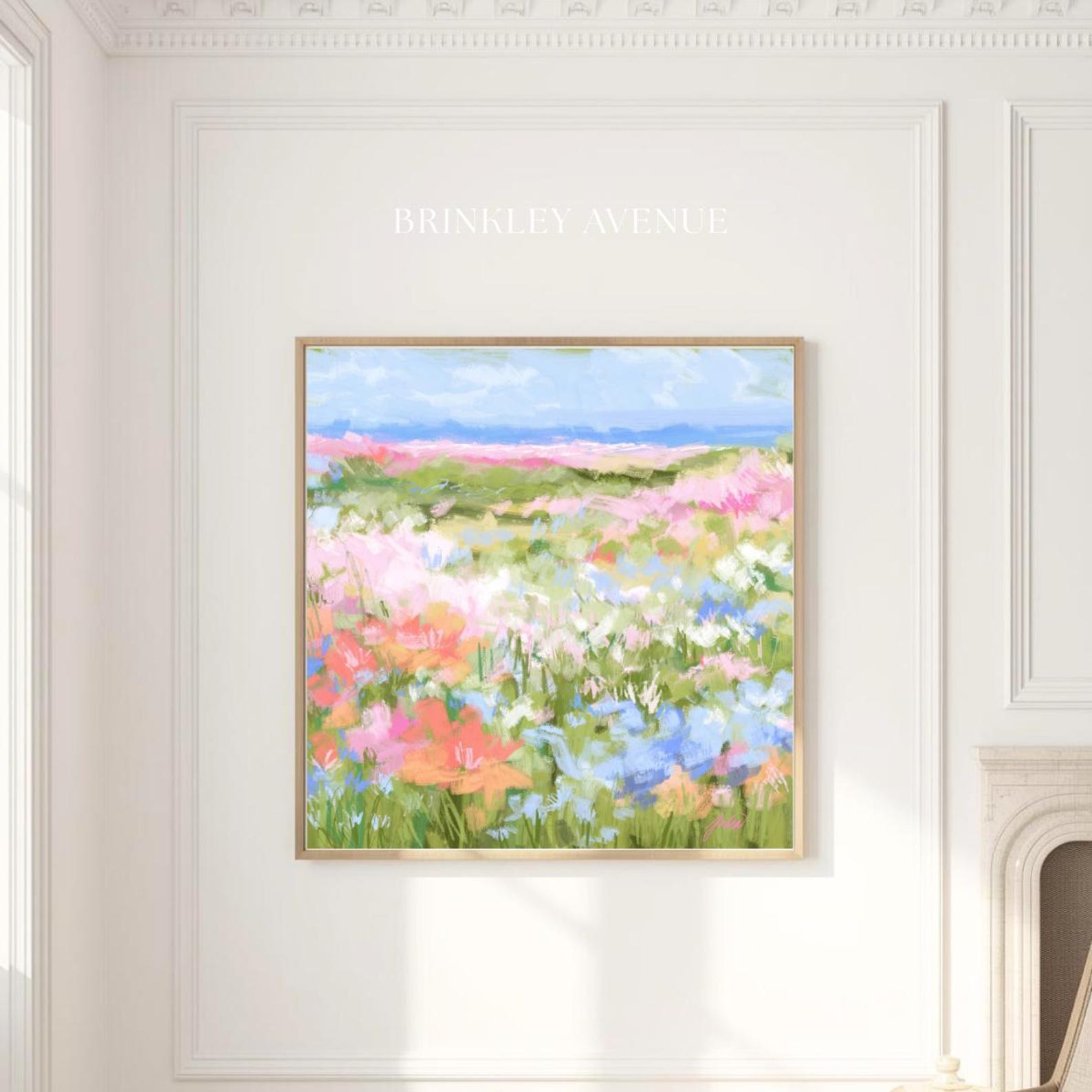 Contemporary Floral Meadow Abstract Painting | Grandmillennial Pastel ...