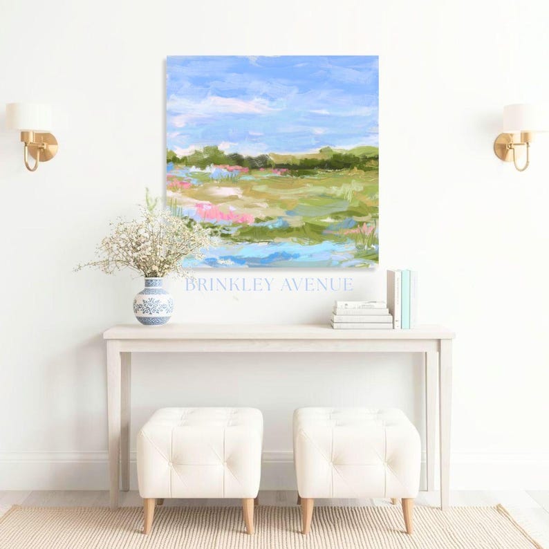 Contemporary Abstract Marsh Landscape Painting | Grandmillennial ...