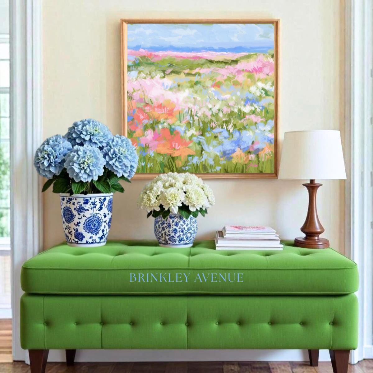 Contemporary Floral Meadow Abstract Painting | Grandmillennial Pastel ...