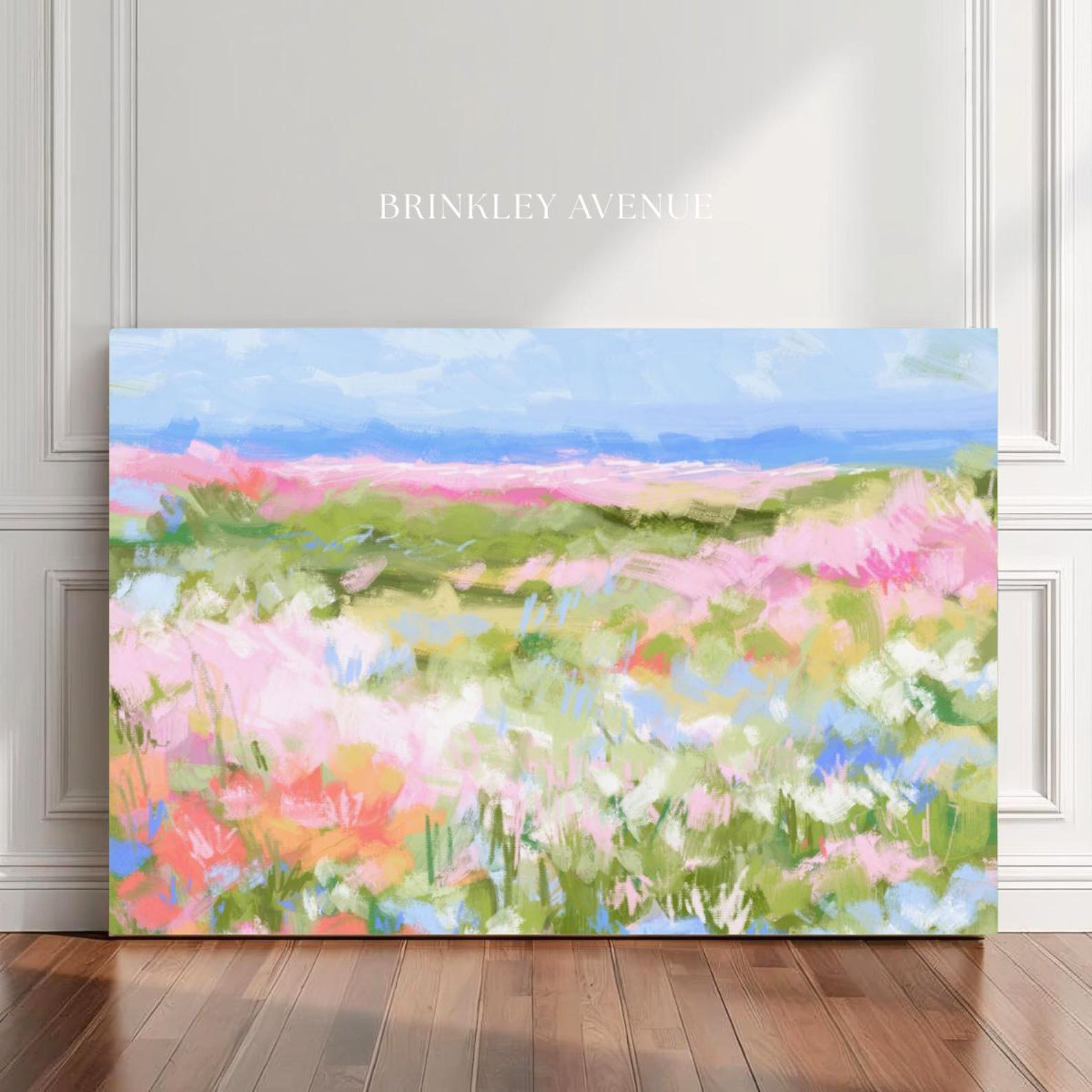 Contemporary Floral Meadow Abstract Painting | Grandmillennial Pastel ...