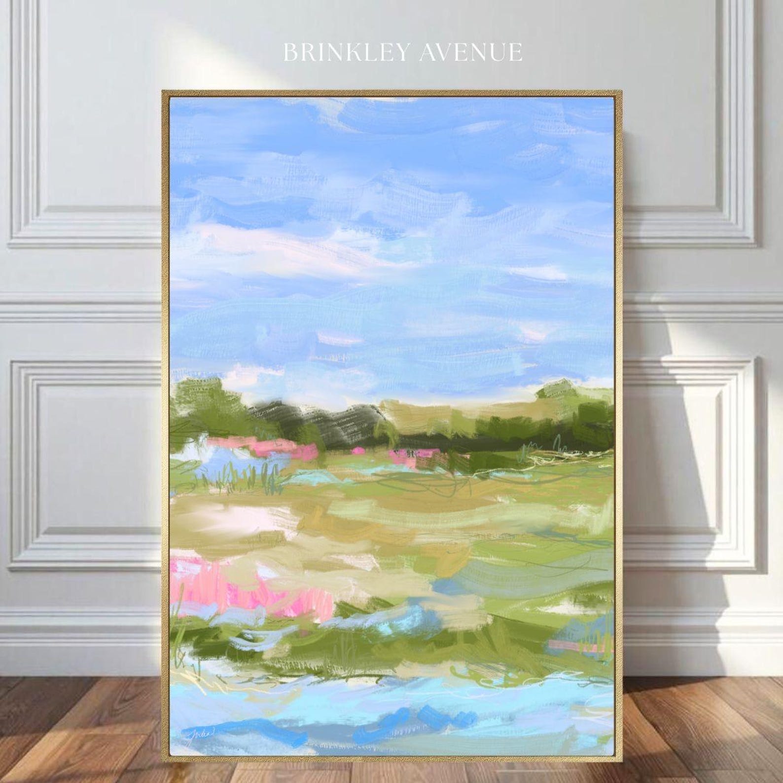 Contemporary Abstract Marsh Landscape Painting | Grandmillennial ...
