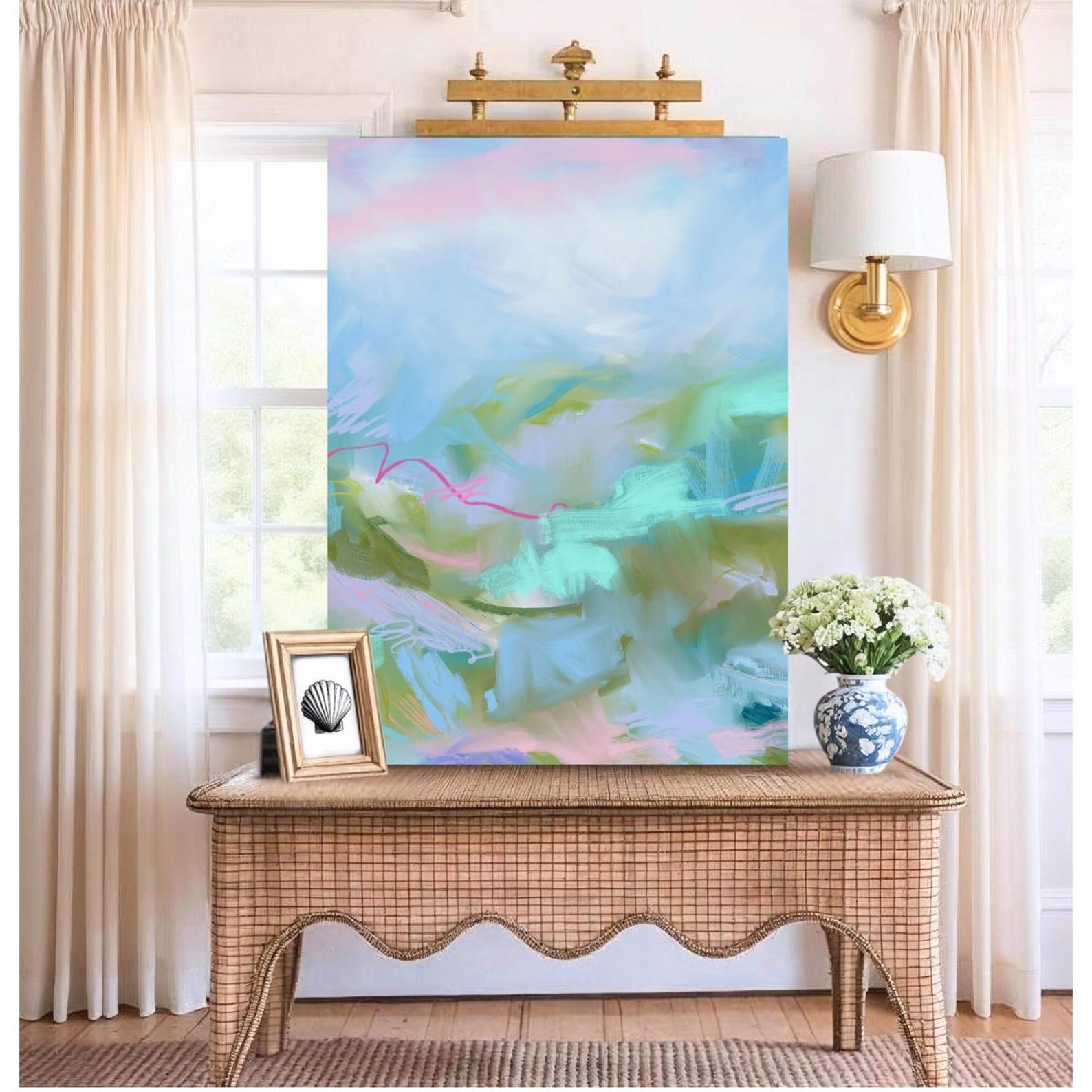 Soft Modern Colorful Abstract Artwork - Landscape Home Wall Art Canvas ...