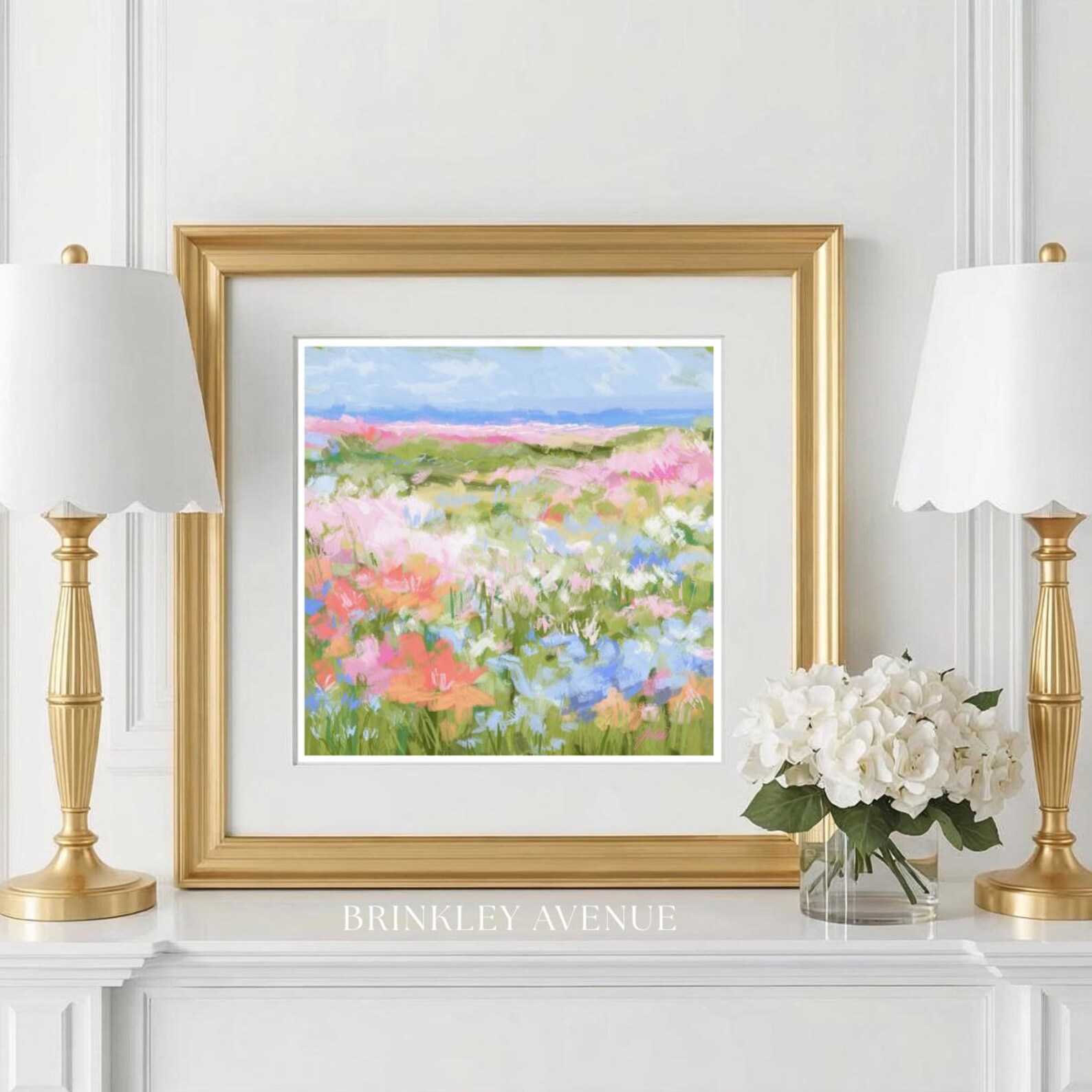 Contemporary Floral Meadow Abstract Painting | Grandmillennial Pastel ...