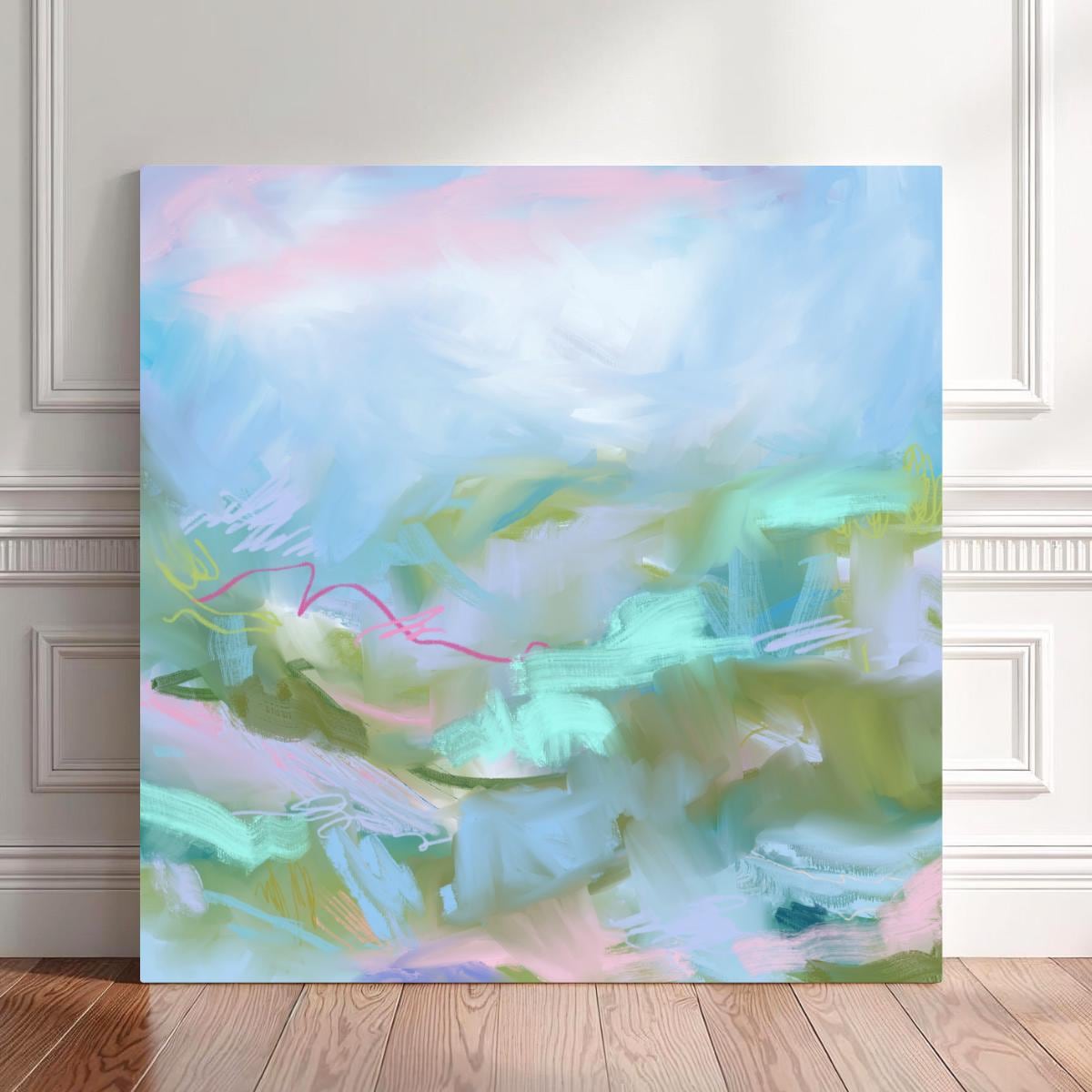 Soft Modern Colorful Abstract Artwork - Landscape Home Wall Art Canvas ...