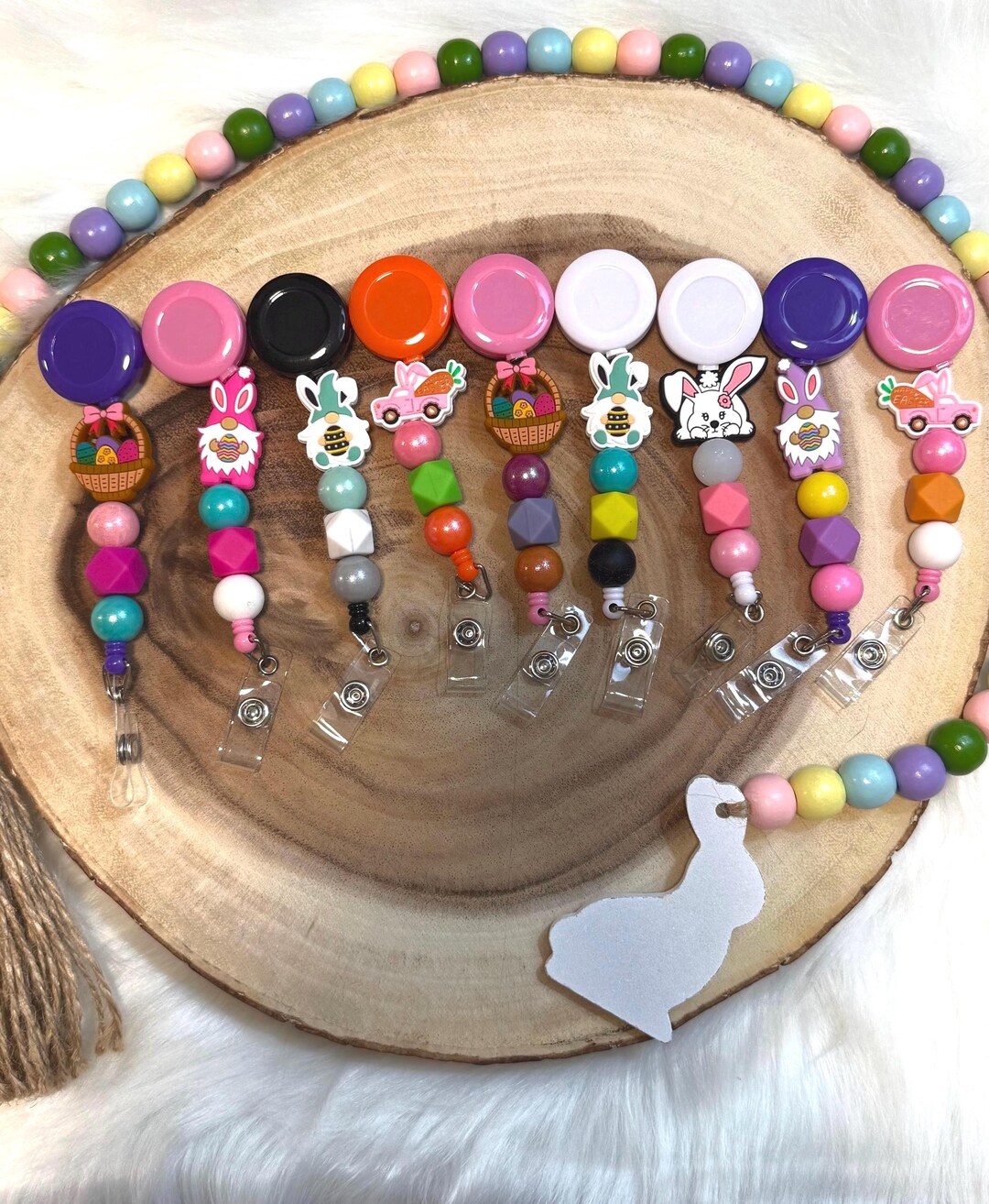 Easter Silicone Retractable Beaded Badge Reel, Spring Silicone Beaded ...