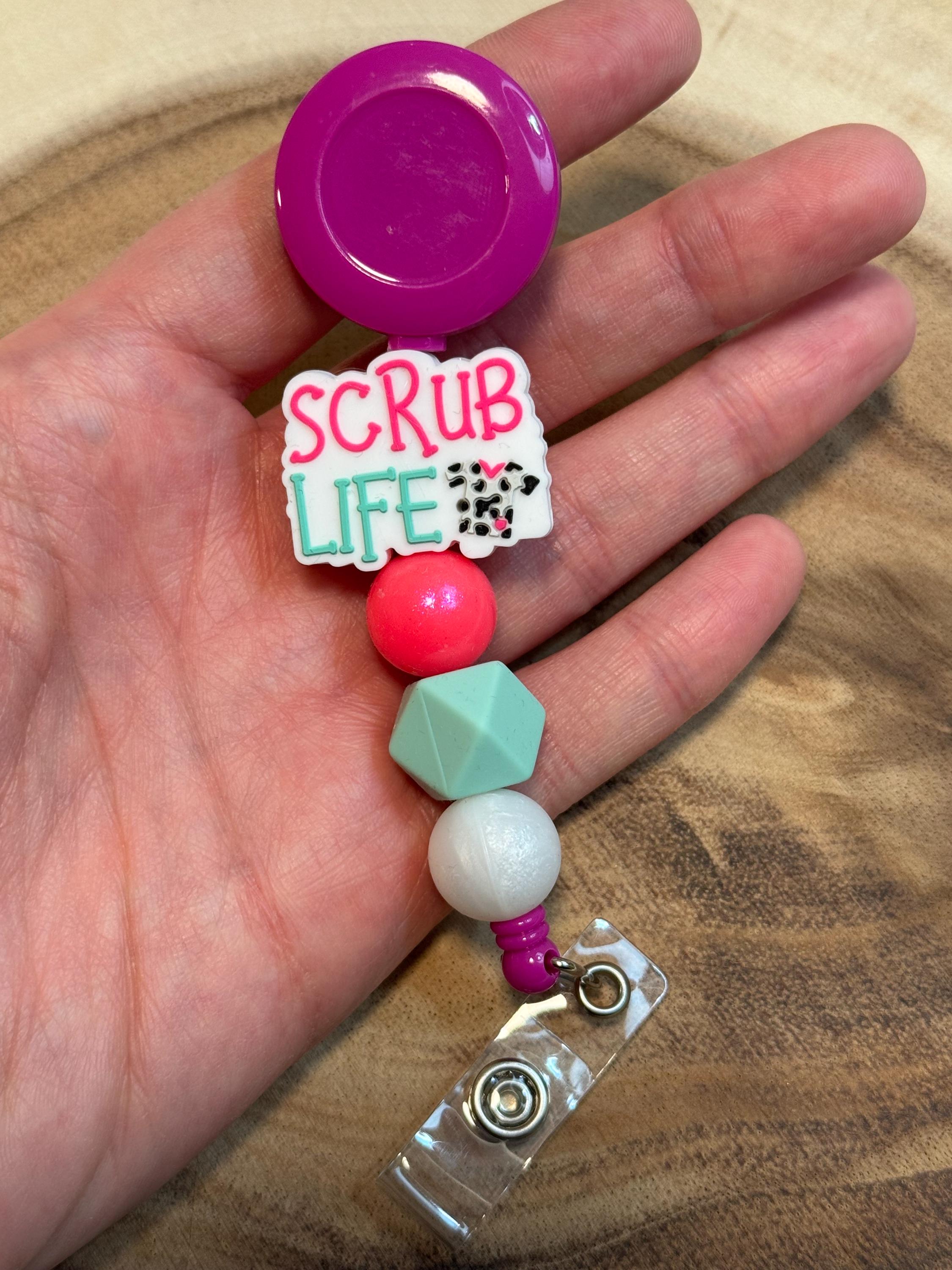 Silicone Retractable Beaded Badge Reel, Beaded Keychain, Nursing Badge ...