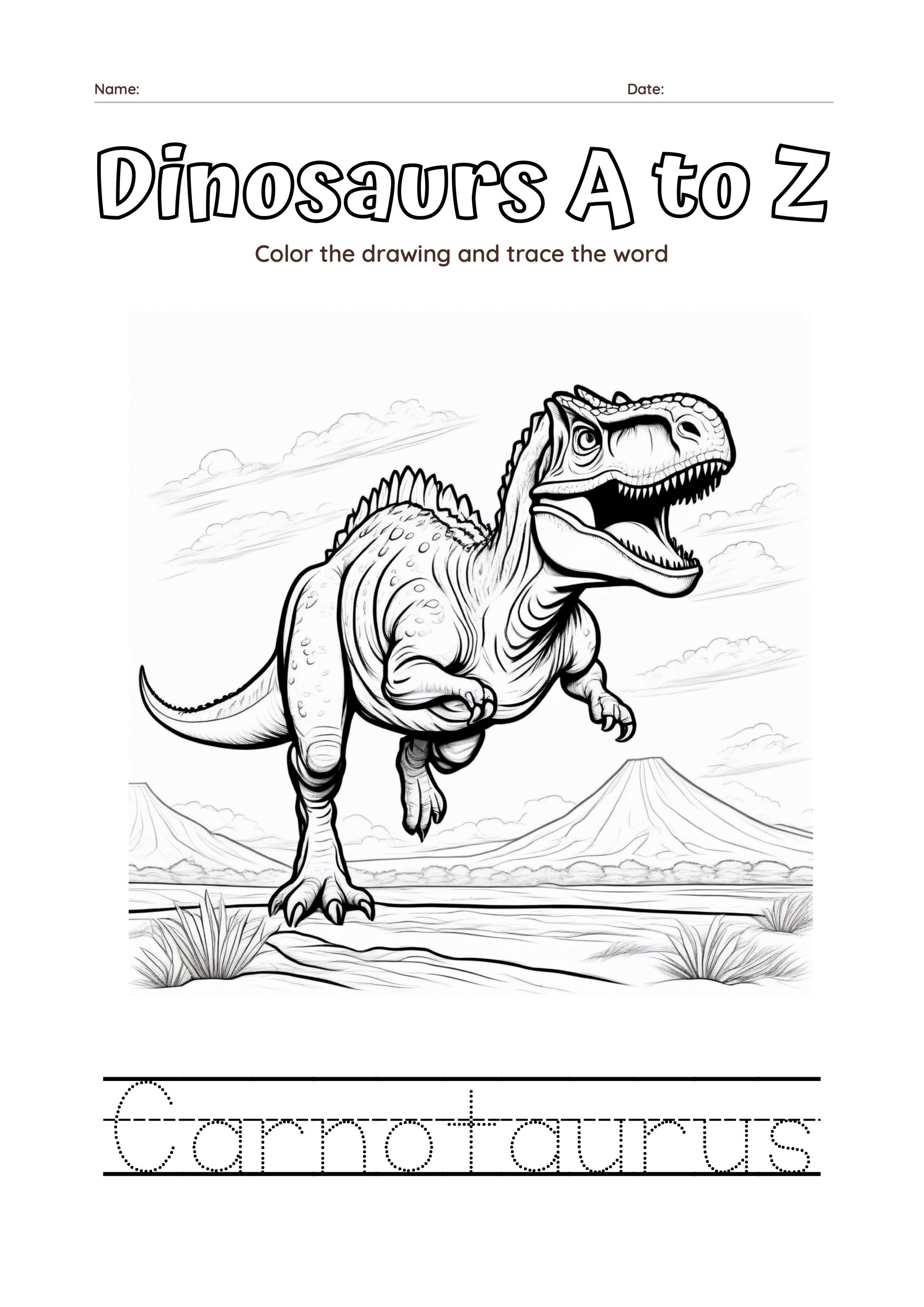 Dinosaur Alphabet Coloring Book - Fun A-Z Dinosaur Designs for Kids and ...