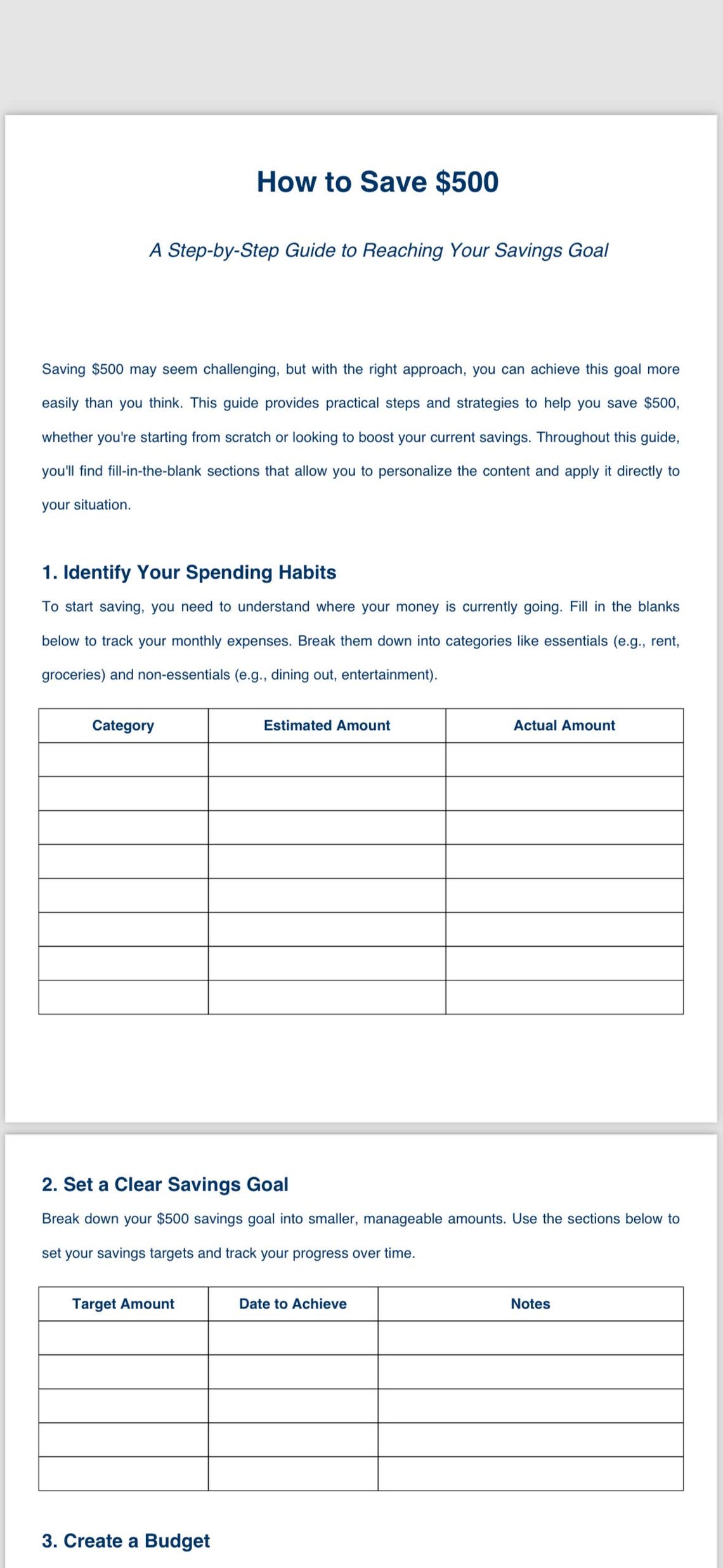 Top 3 Niche Pdfs: Fill-in-the-blank Template for Saving 500 Dollars - Etsy