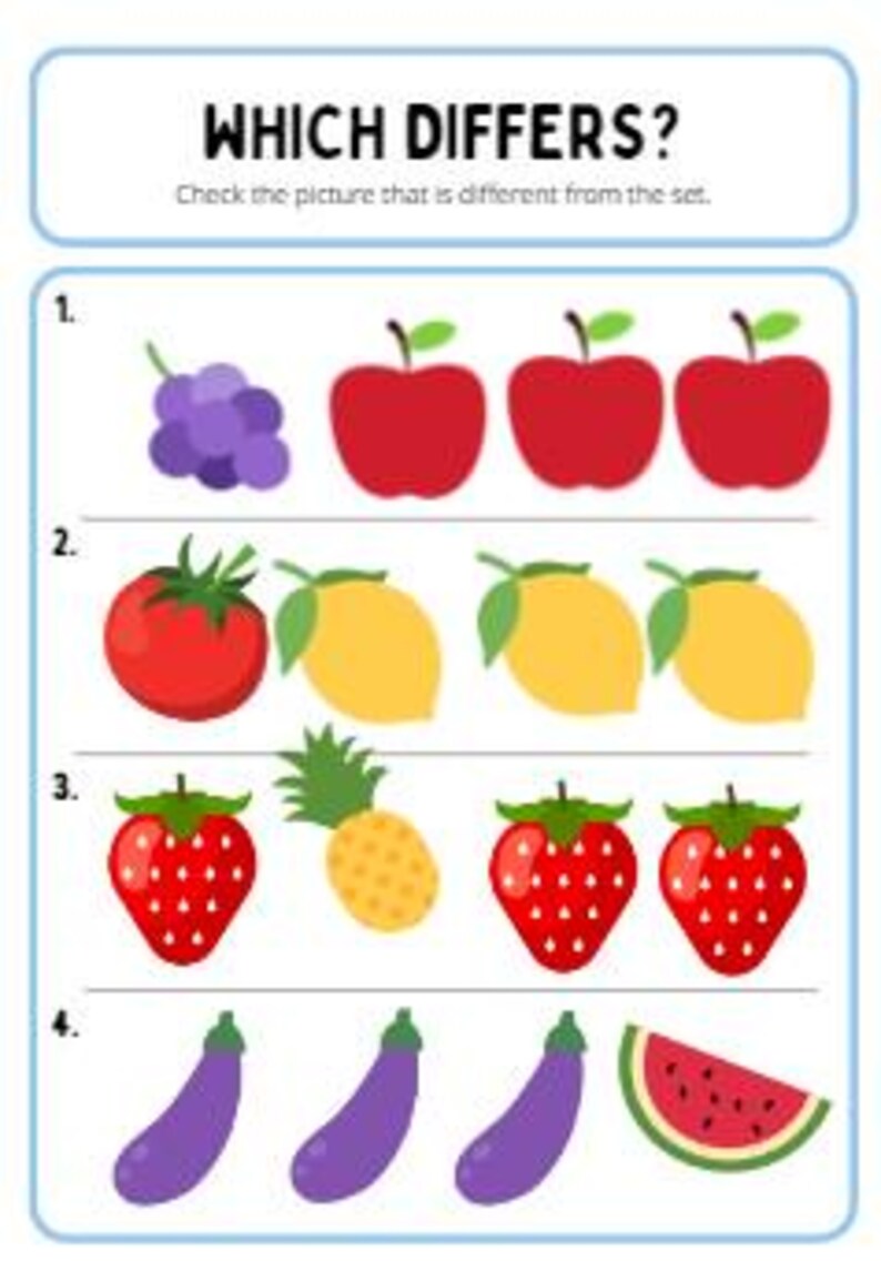 Kitty Playful Same and Different Activity Book Printable Worksheet - Etsy