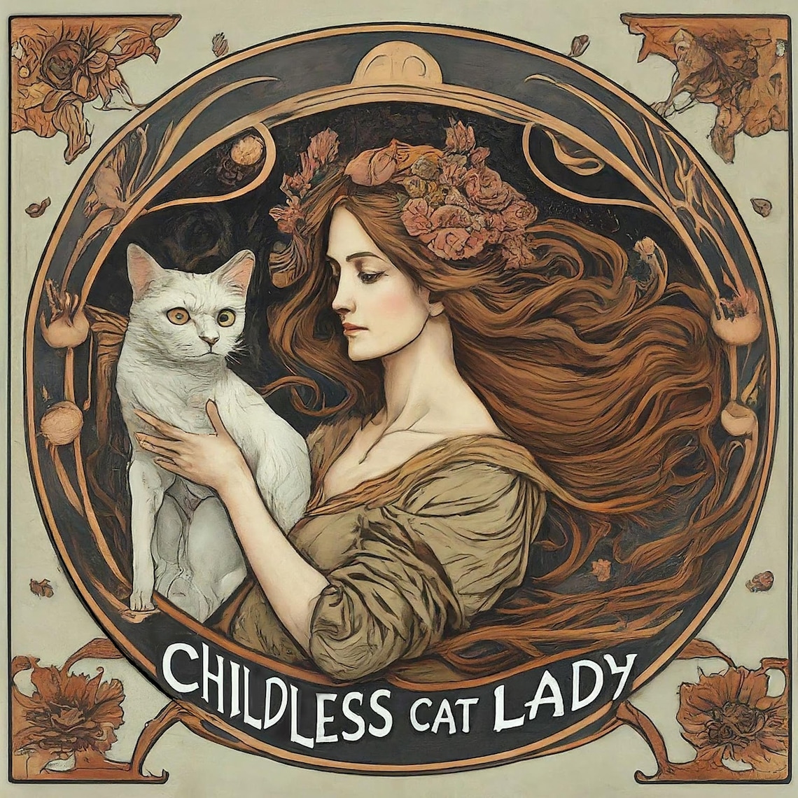 Childless Cat Lady - Art Nouveau - Etsy
