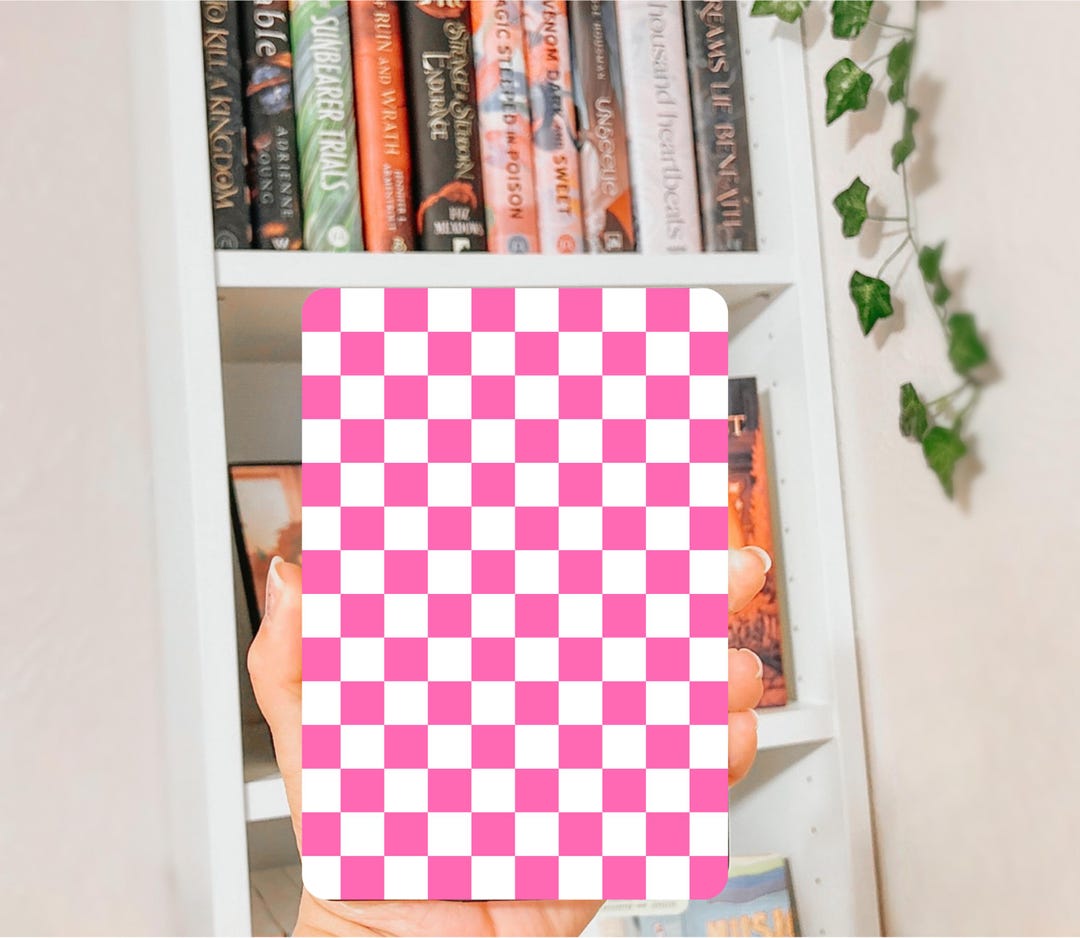 Pink & White Checkered Print. Printable Kindle Basic Insert for Clear ...
