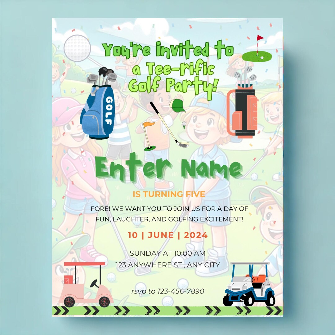 Tee-rific Golf Party Invitation for Kids - Any Age - Etsy