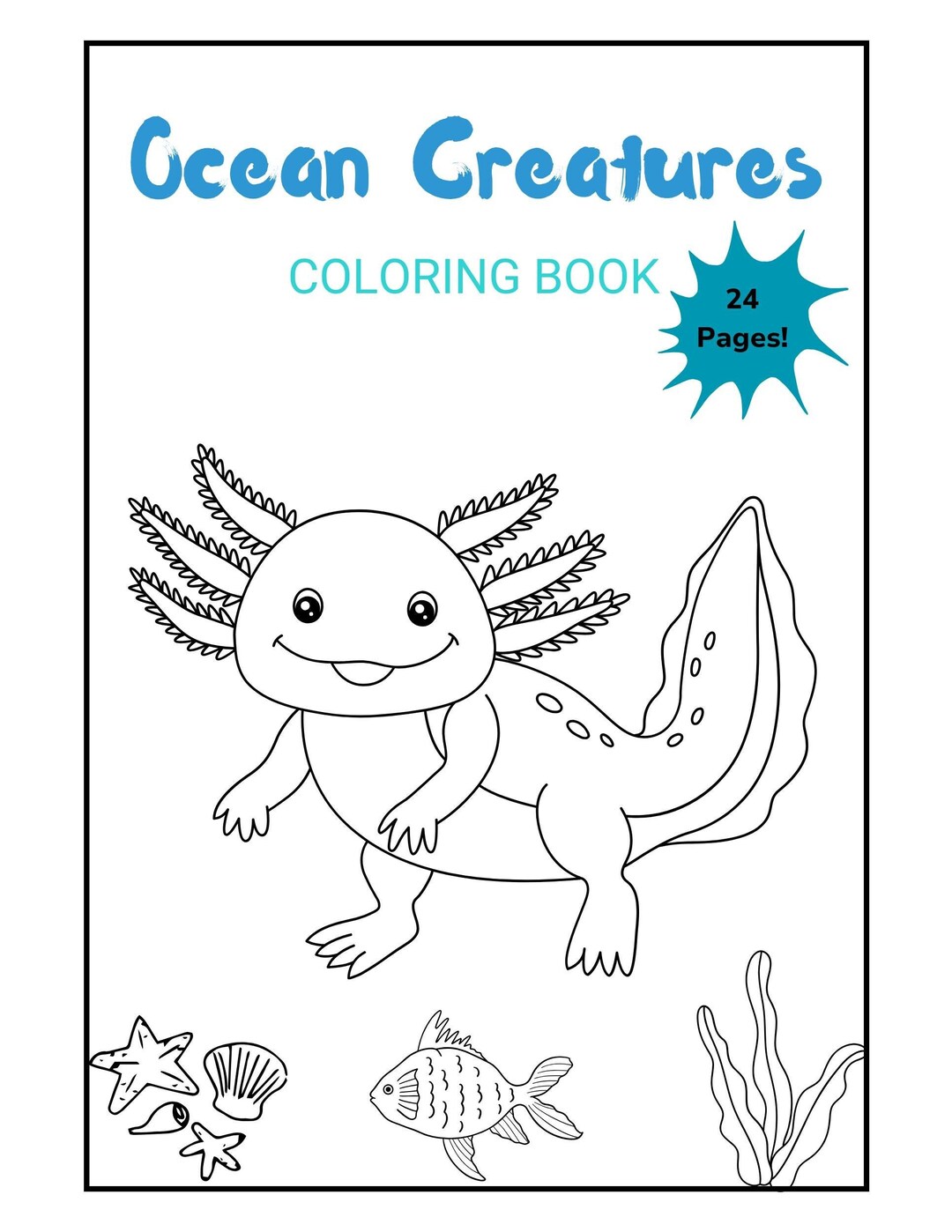 Ocean Creatures Coloring Pages for Kids - Etsy
