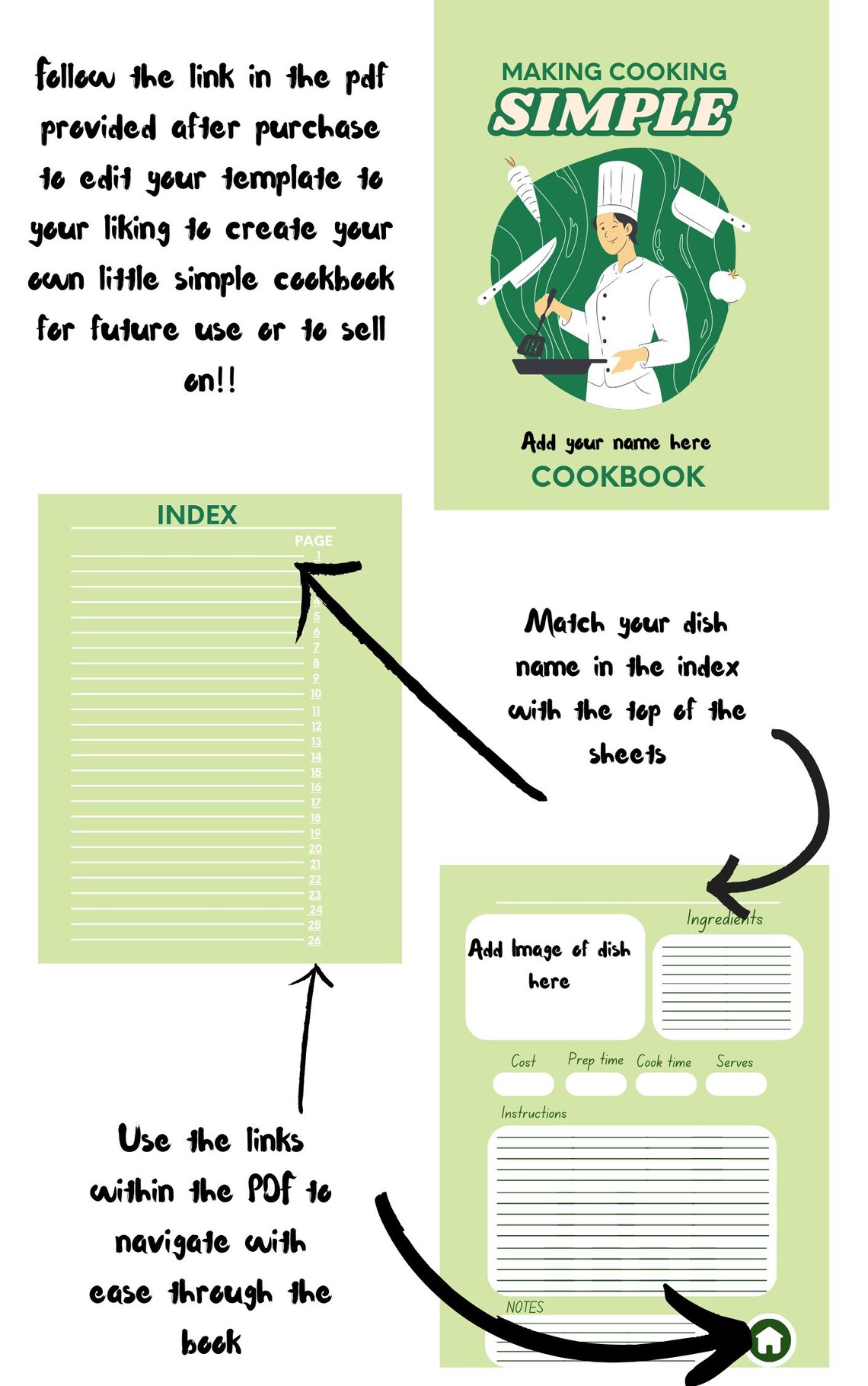 Blank Editable Cookbook Template Classic Style, Printable Recipe Book ...