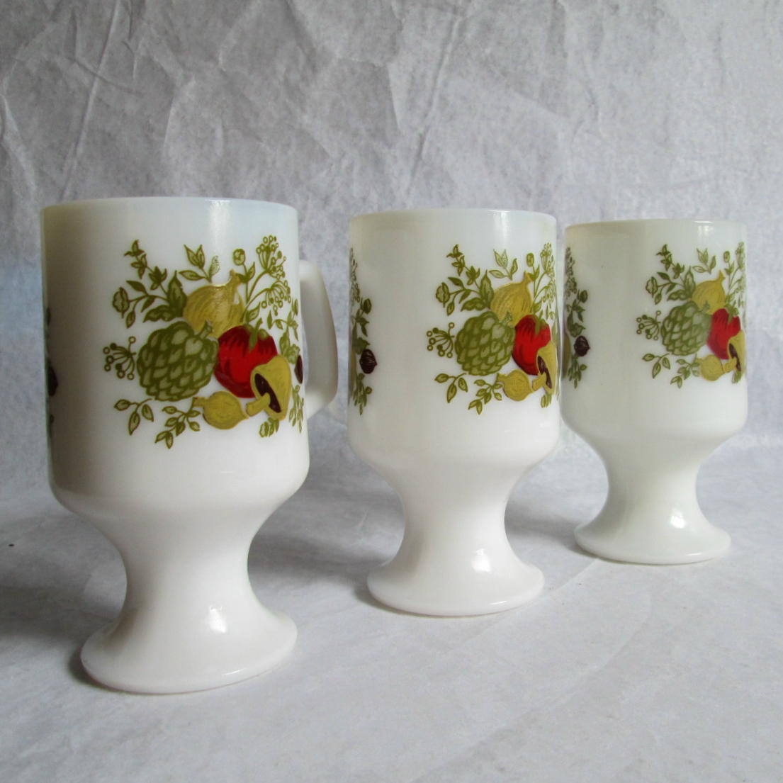 Vintage Milk Glass Pedestal Mugs Pyrex Spice of Life - Etsy