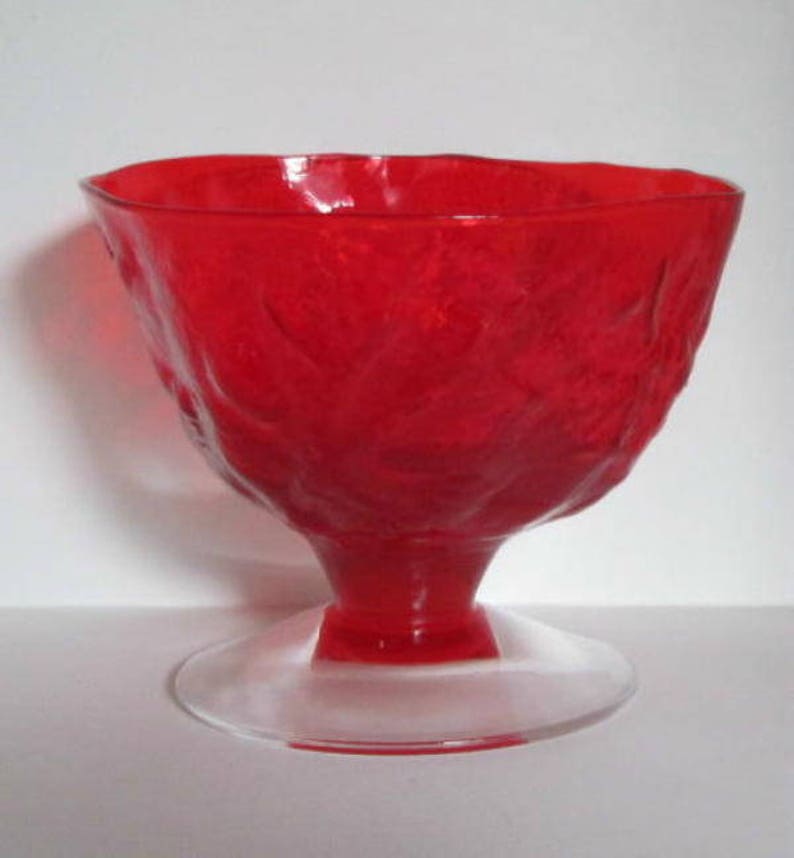 Vintage Seneca Glass Driftwood Sherbet Accent Red Ruby With Clear Foot ...