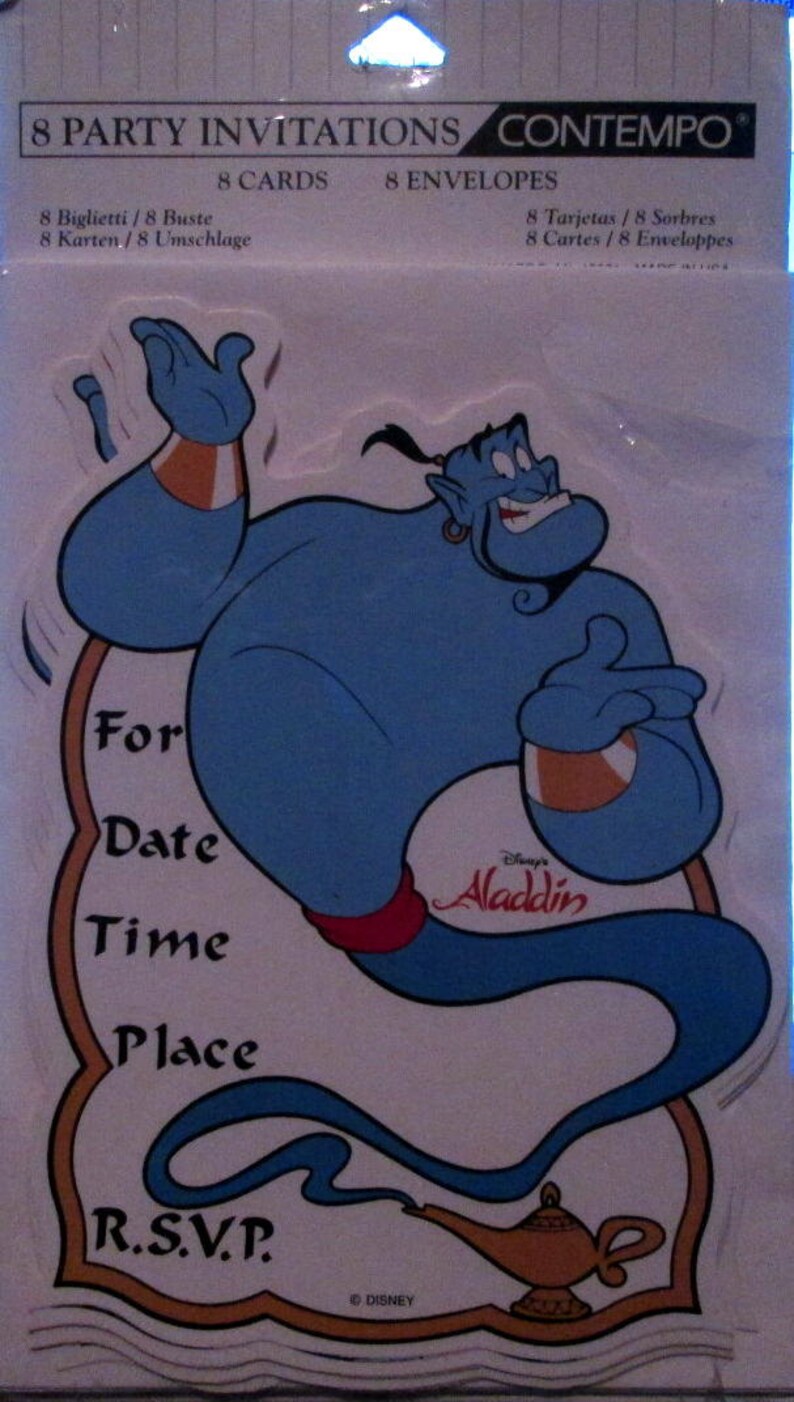 Vintage Disney's Aladdin Genie Birthday Party Invitations - Etsy