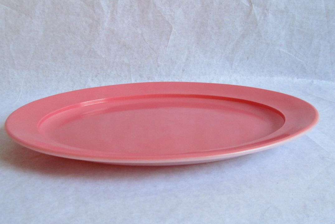 Hazel-atlas Ovide Oval Platter Pink Coral Flamingo - Etsy
