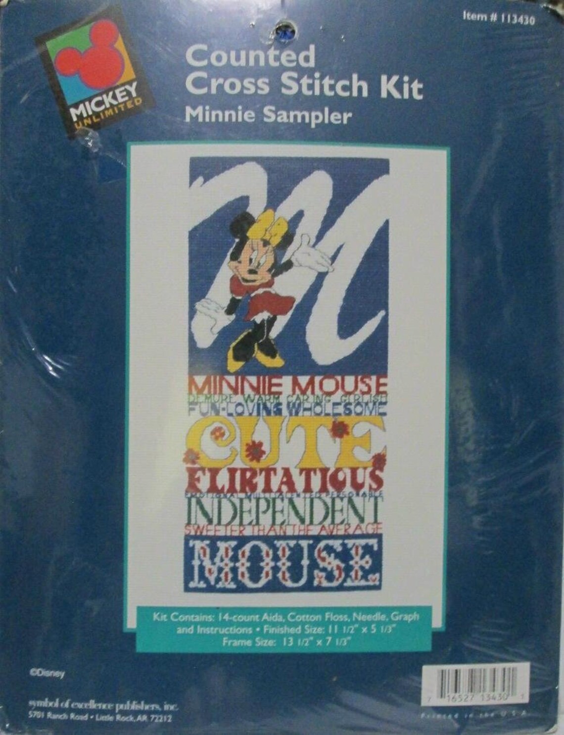 Mickey Unlimited Minnie Mouse Counted Cross Stitch Sampler - Etsy