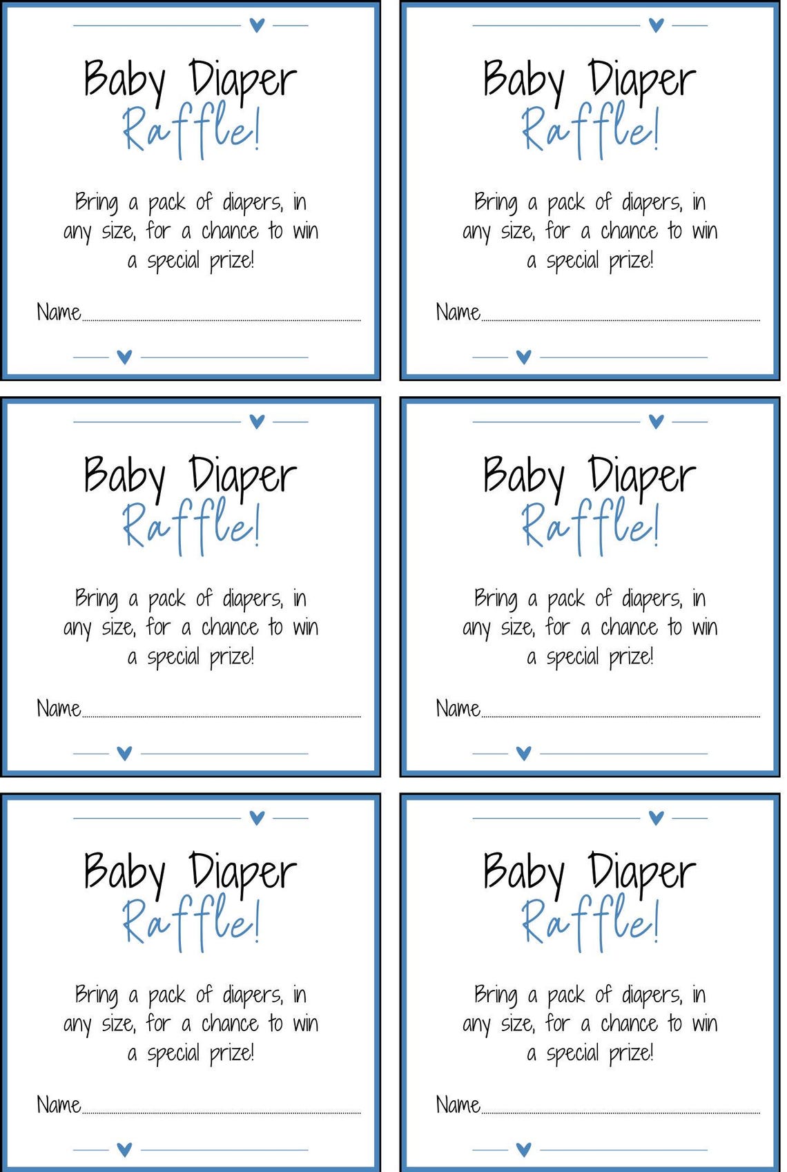 Baby Shower Diaper Raffle! Guests Bring Diapers for Raffle Tickets ...