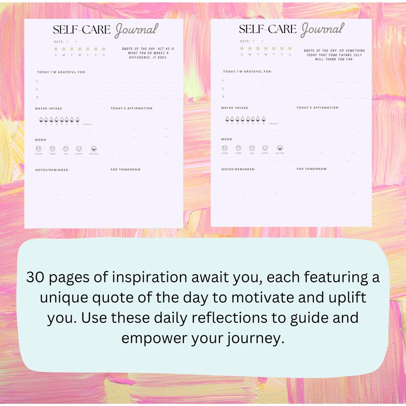 Daily Self Care Journal With Quotes - Etsy