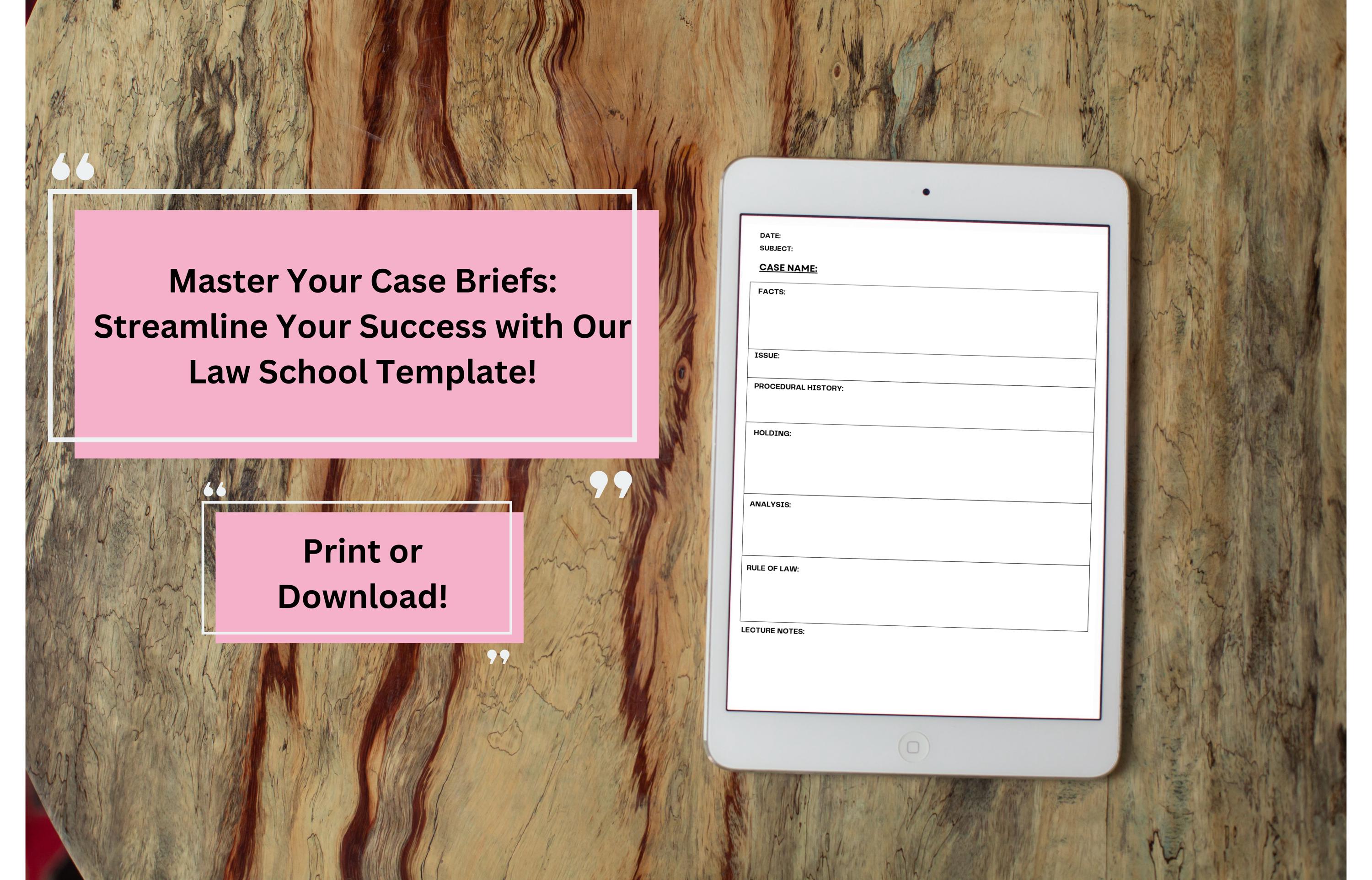 Case Brief Template Law School - Etsy