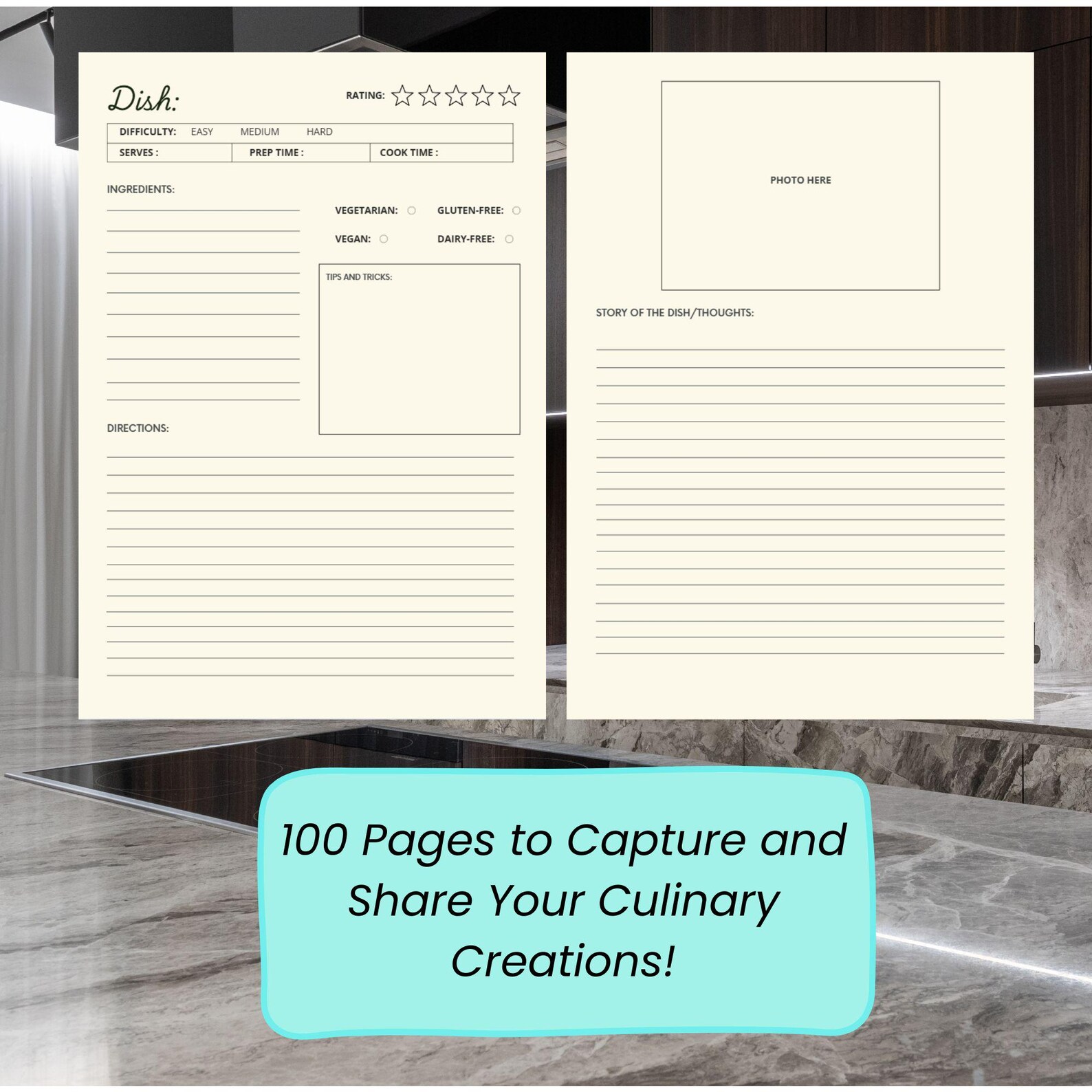 100-page Recipe E-book Template - Etsy