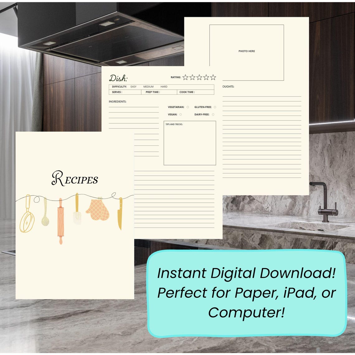 100-page Recipe E-book Template - Etsy