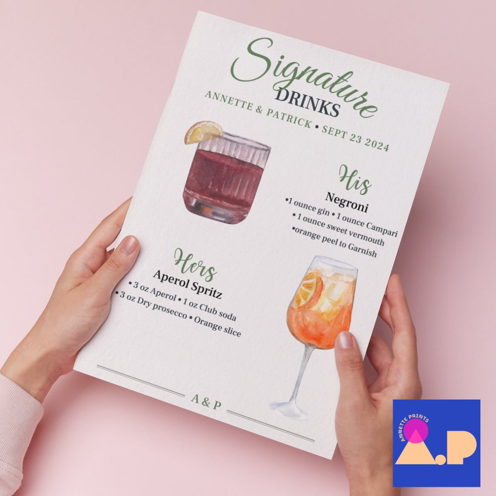 Signature Drinks Sign Template, Signature Cocktail Sign, Minimalist ...