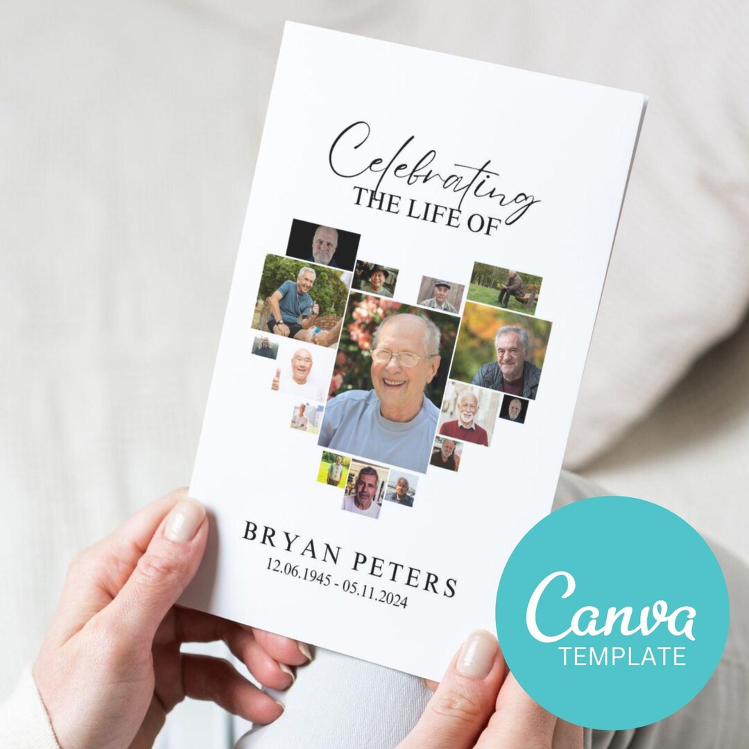 Modern Minimalist Funeral Program Template – Editable Canva Memorial ...
