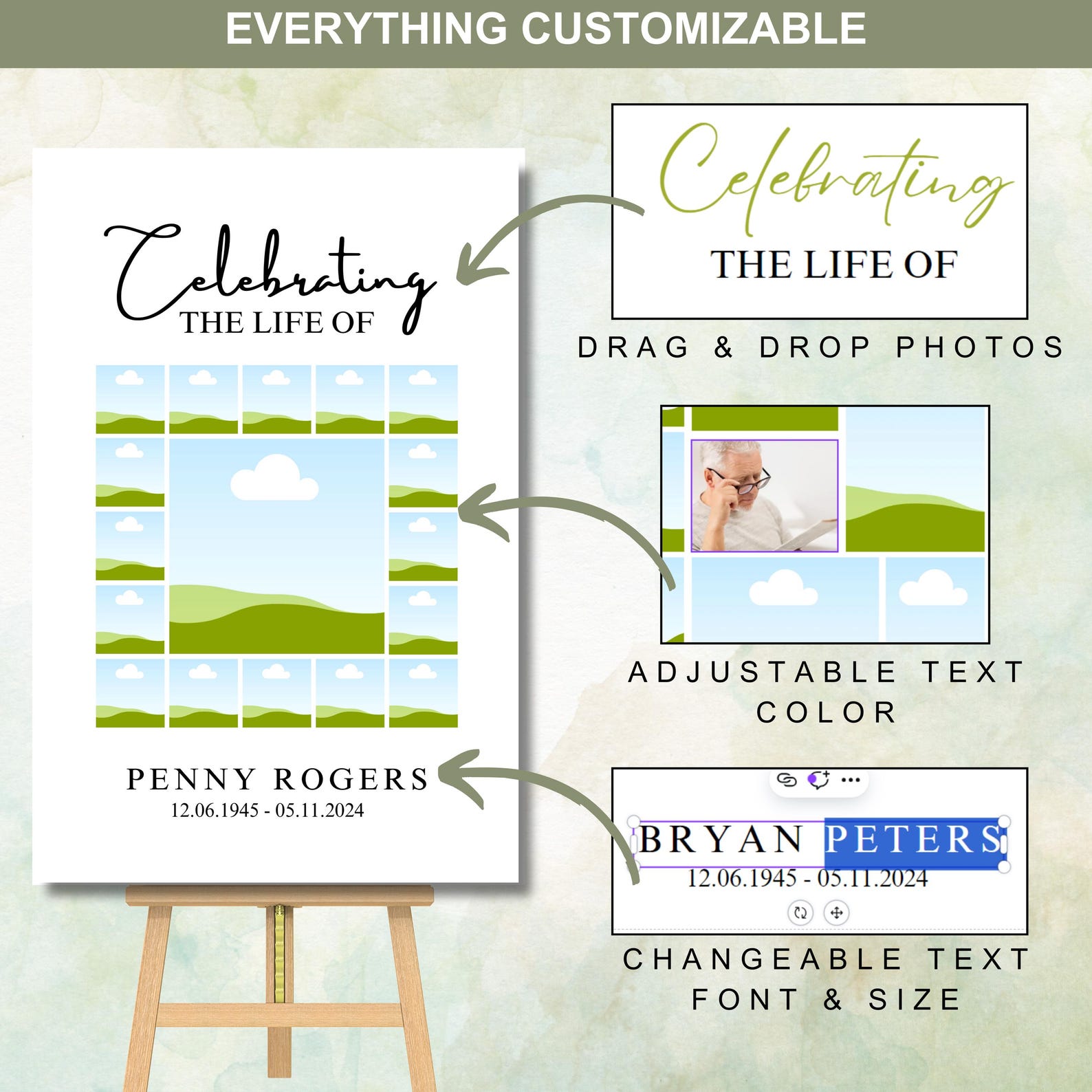 Mom Funeral Photo Collage Template - Canva Editable Template - Etsy