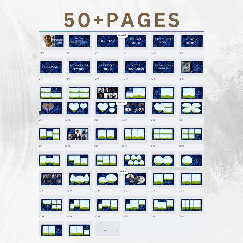 Blue Masculine Collage Editable Funeral Slideshow Template With Music ...